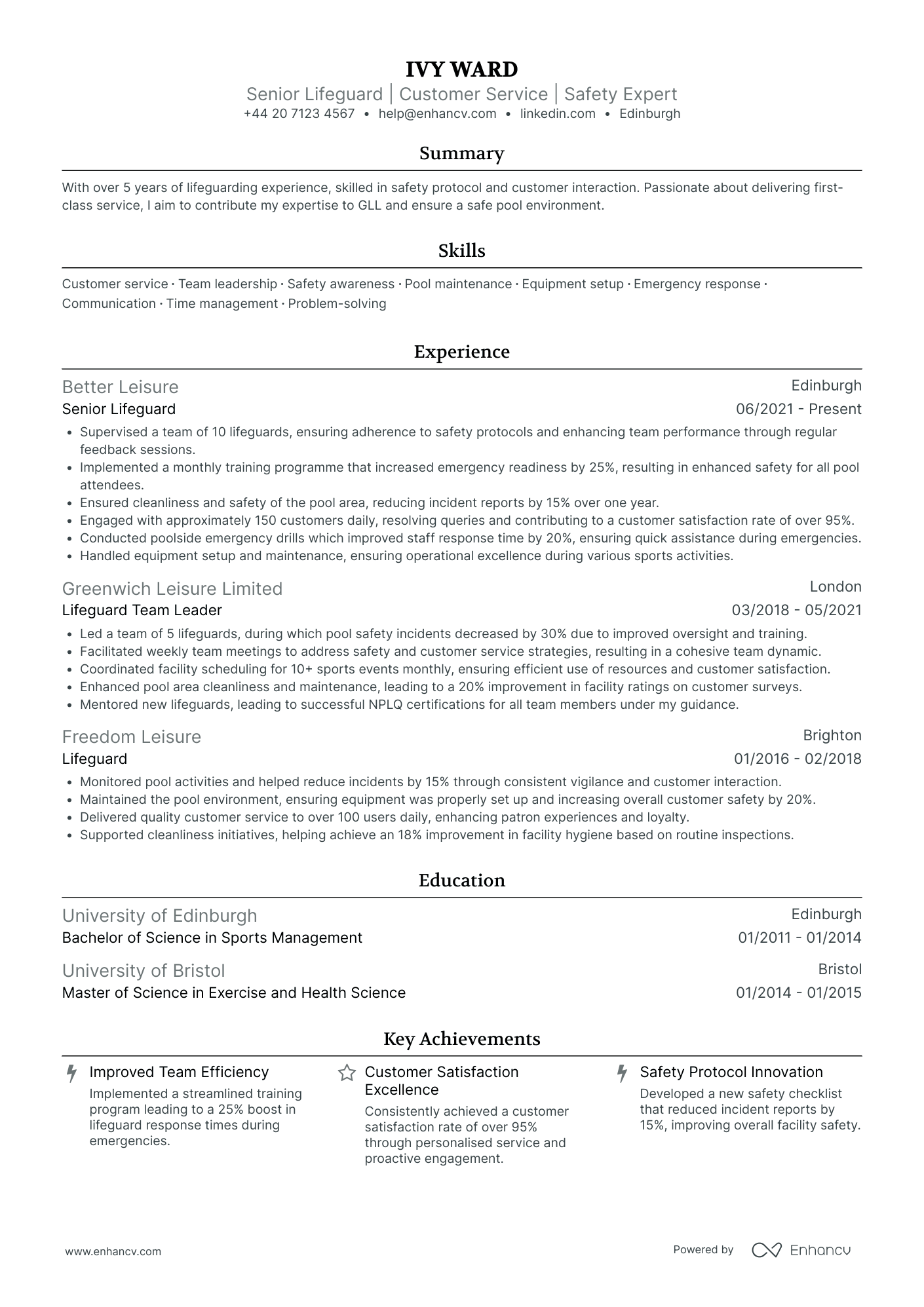 Lifeguard CV Examples & Guide for 2026