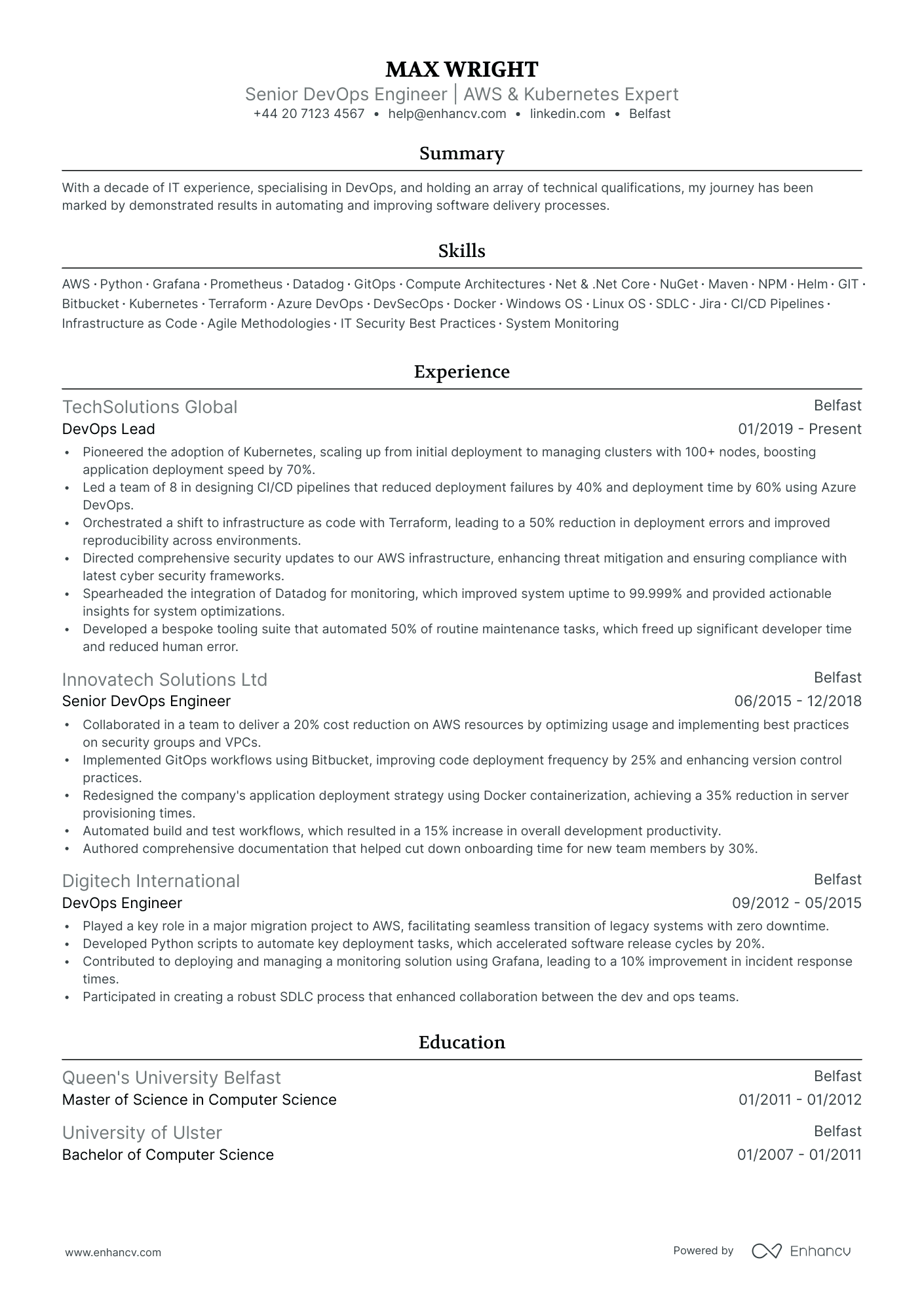 Devops Engineer CV Examples & Guide for 2025