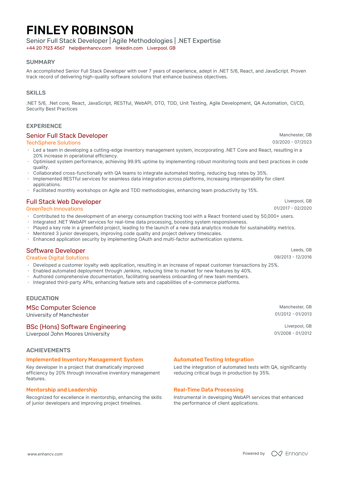 Full Stack Developer CV Examples & Guide for 2025
