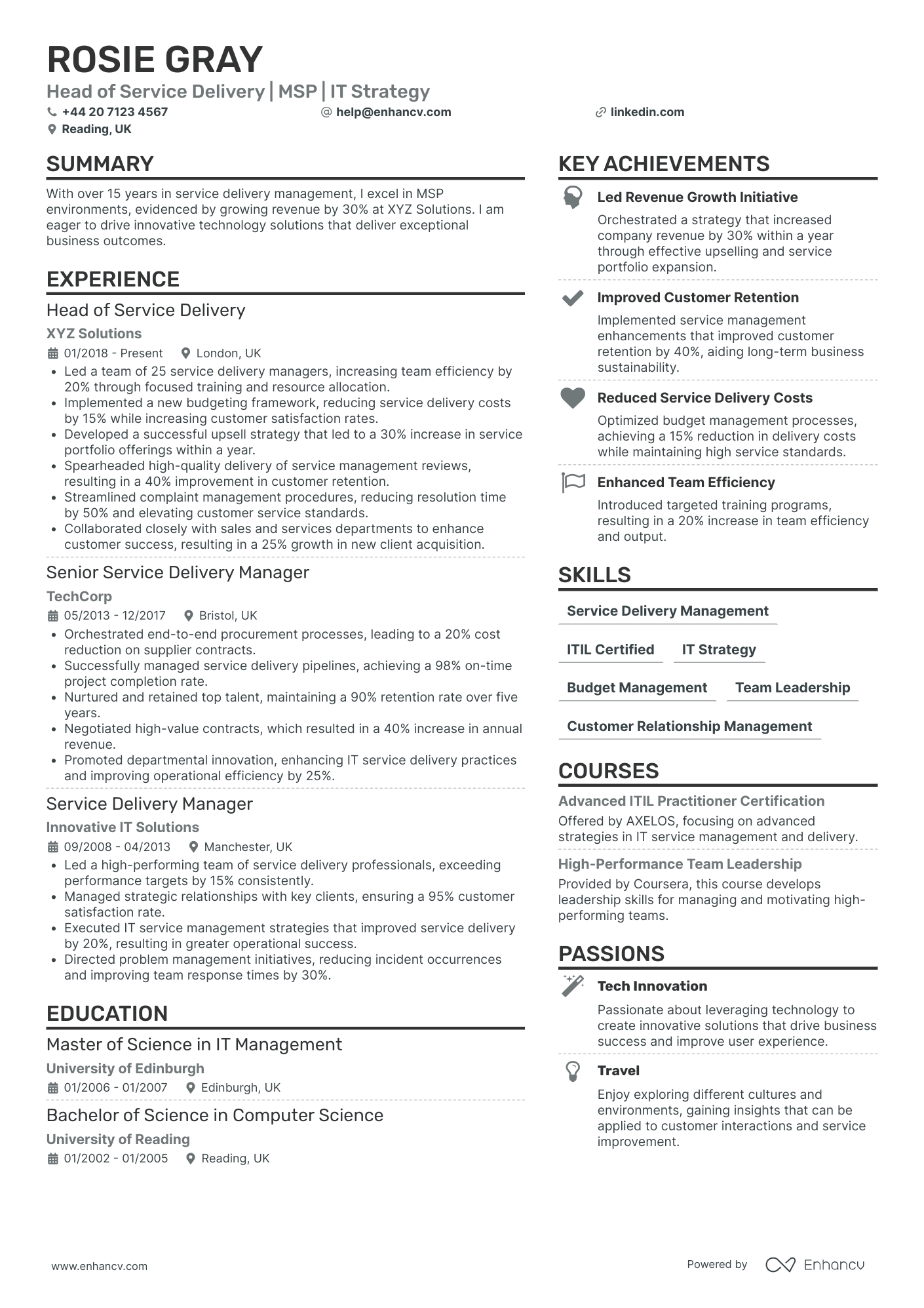 Service Delivery Manager CV Examples & Guide for 2026