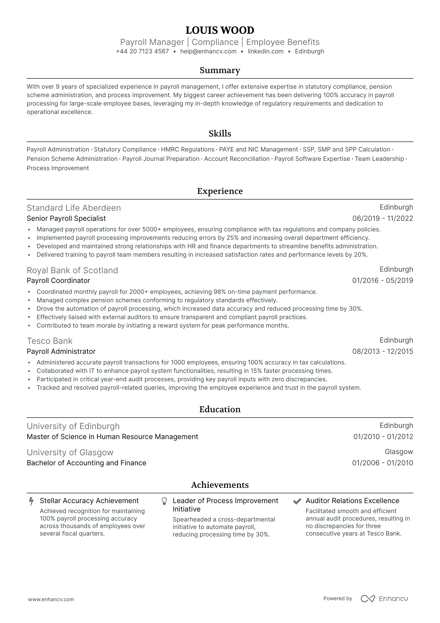 Payroll Manager CV Examples & Guide for 2025