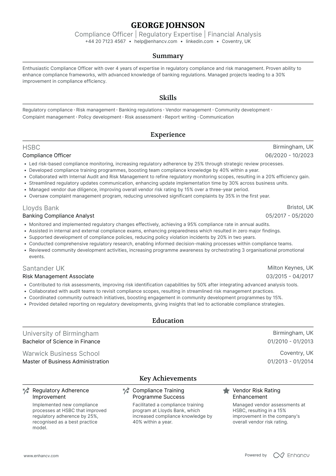 Compliance Officer CV Examples & Guide for 2025