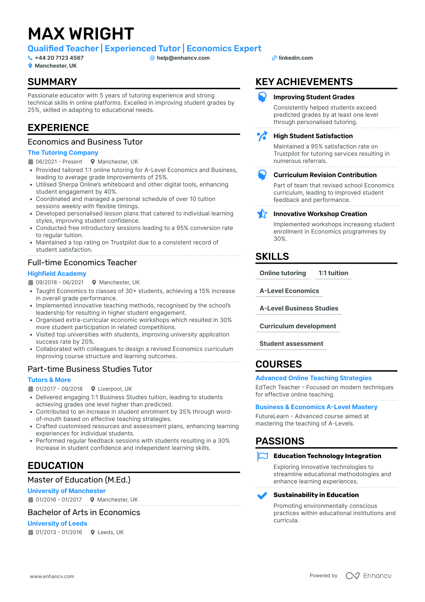 Private Tutor CV Examples & Guide for 2026