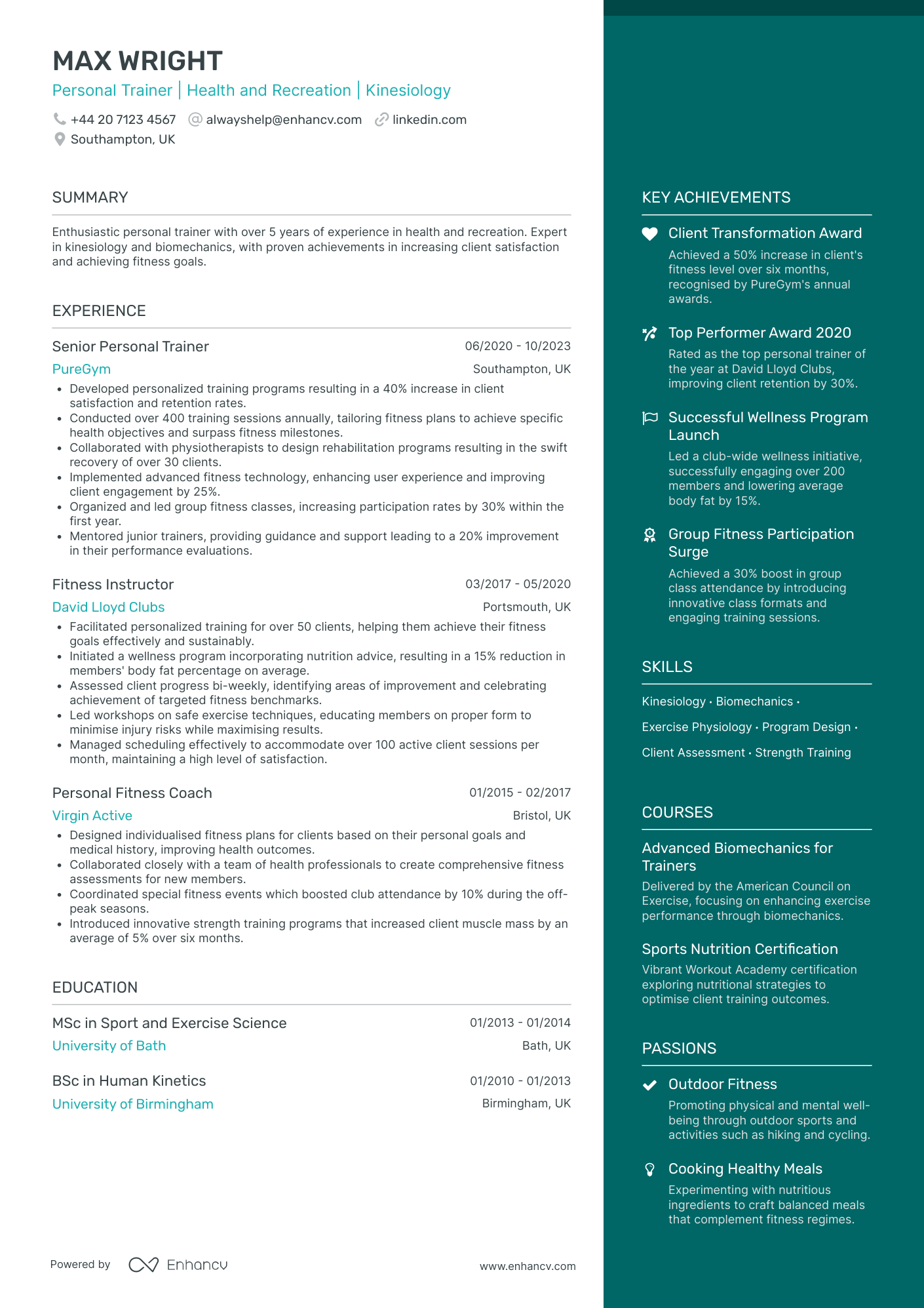 Personal Trainer CV Examples & Guide for 2026