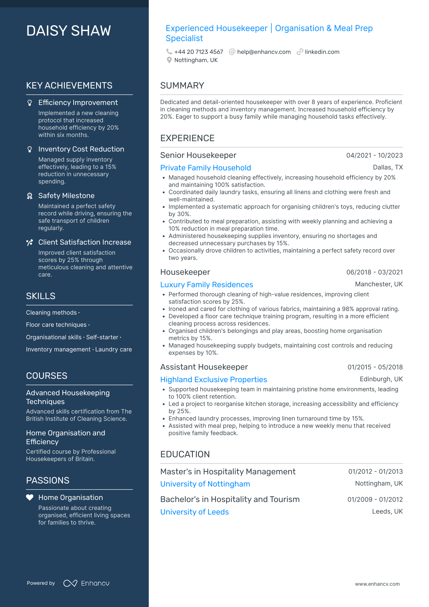 Housekeeper CV Examples & Guide for 2025