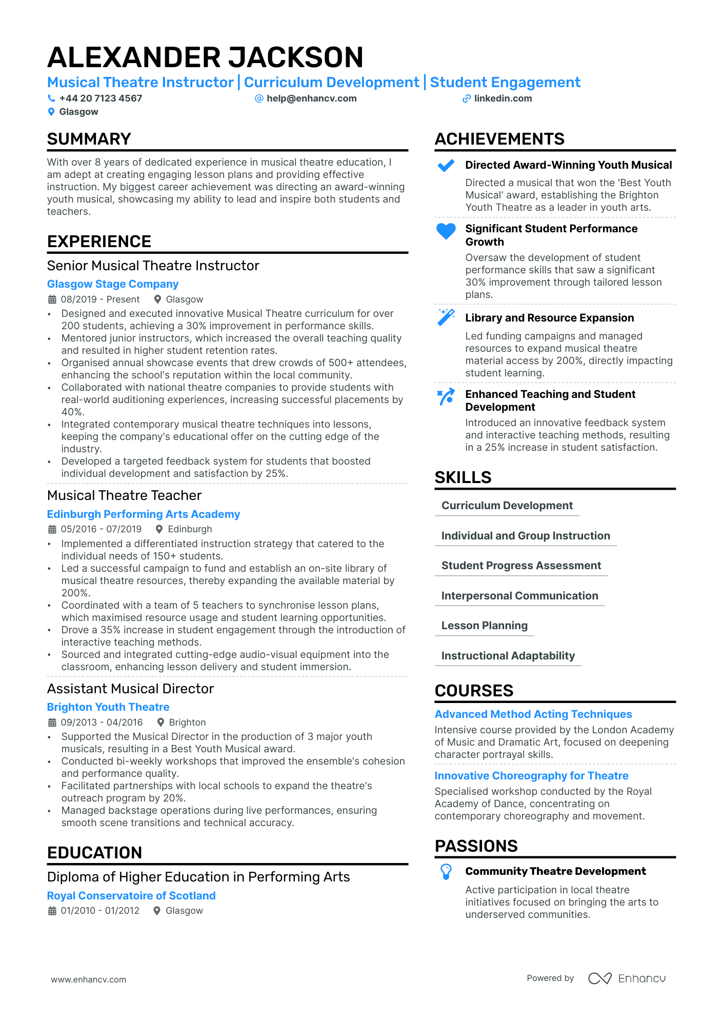 Musical Theatre CV Examples & Guide for 2025