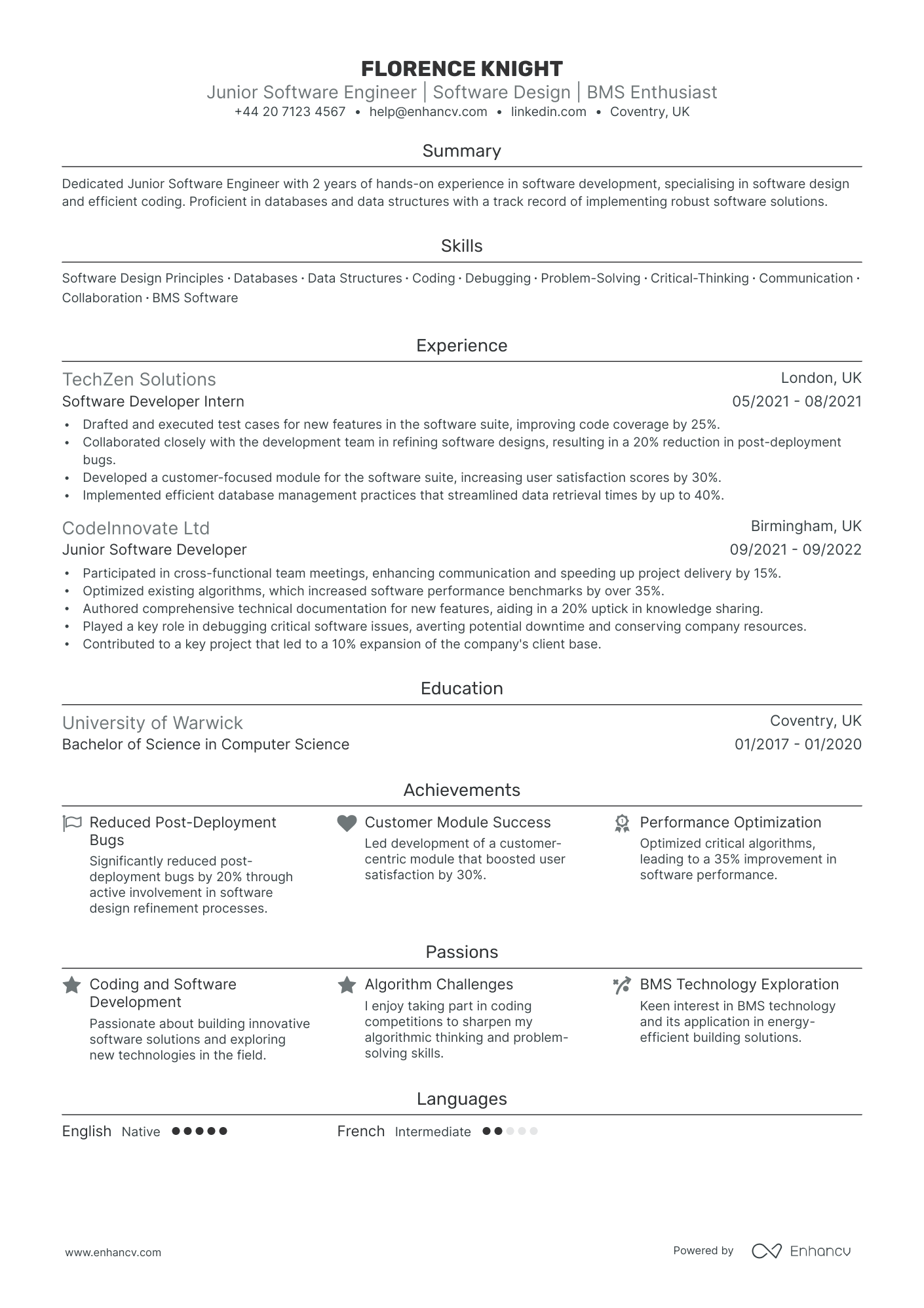 Junior Software Engineer CV Examples & Guide for 2025