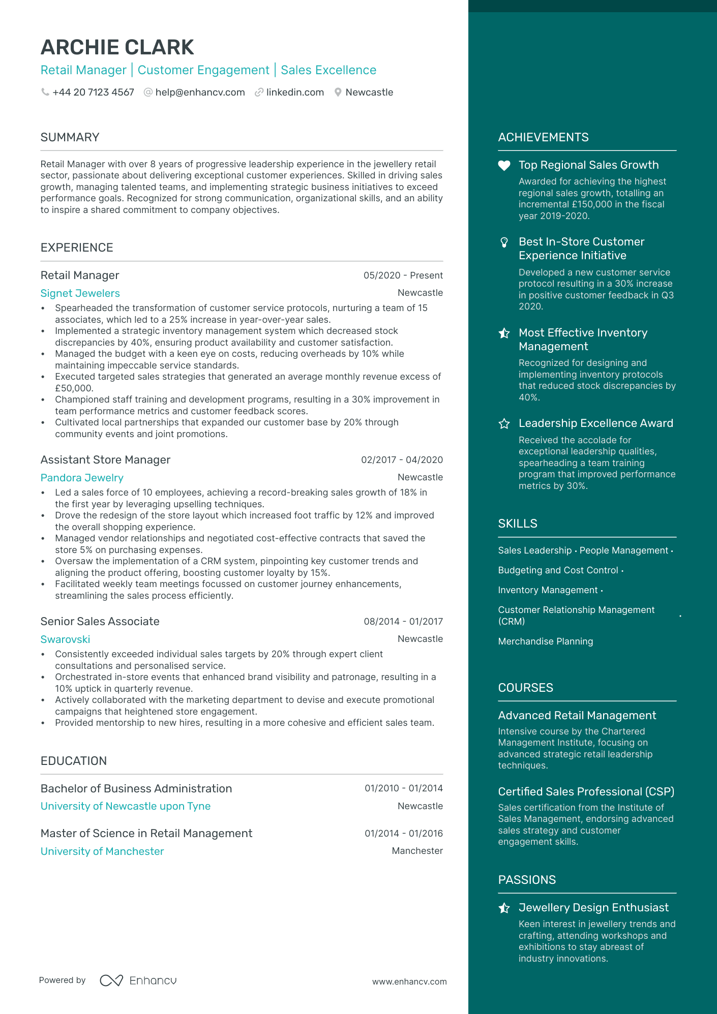 Retail Manager CV Examples & Guide for 2025