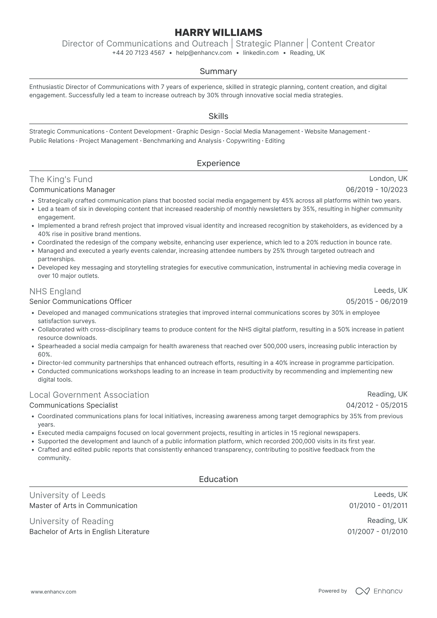 Communications Officer CV Examples & Guide for 2026