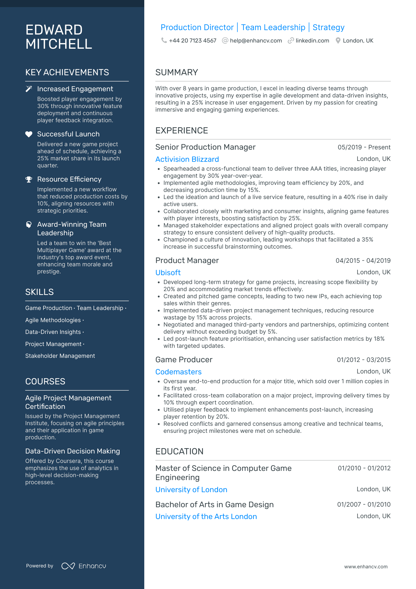Film Production CV Examples & Guide for 2026