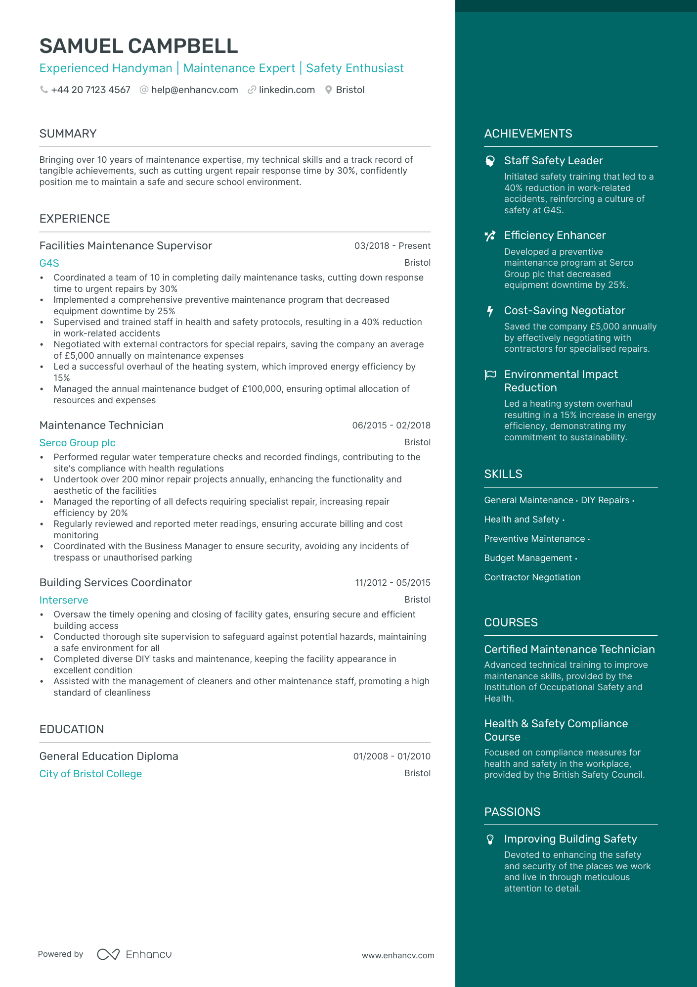 Handyman CV Examples & Guide for 2025