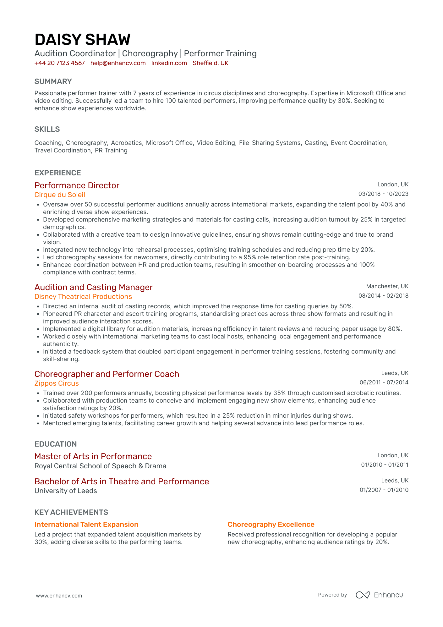 Stage Manager CV Examples & Guide for 2026