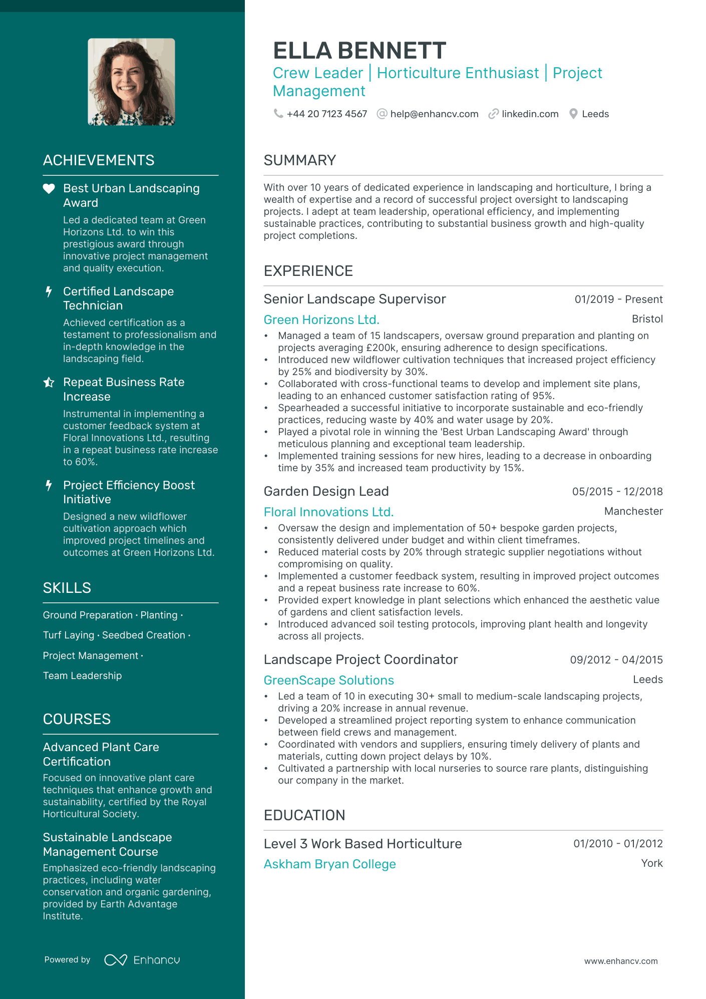 Landscaping CV Examples & Guide for 2025
