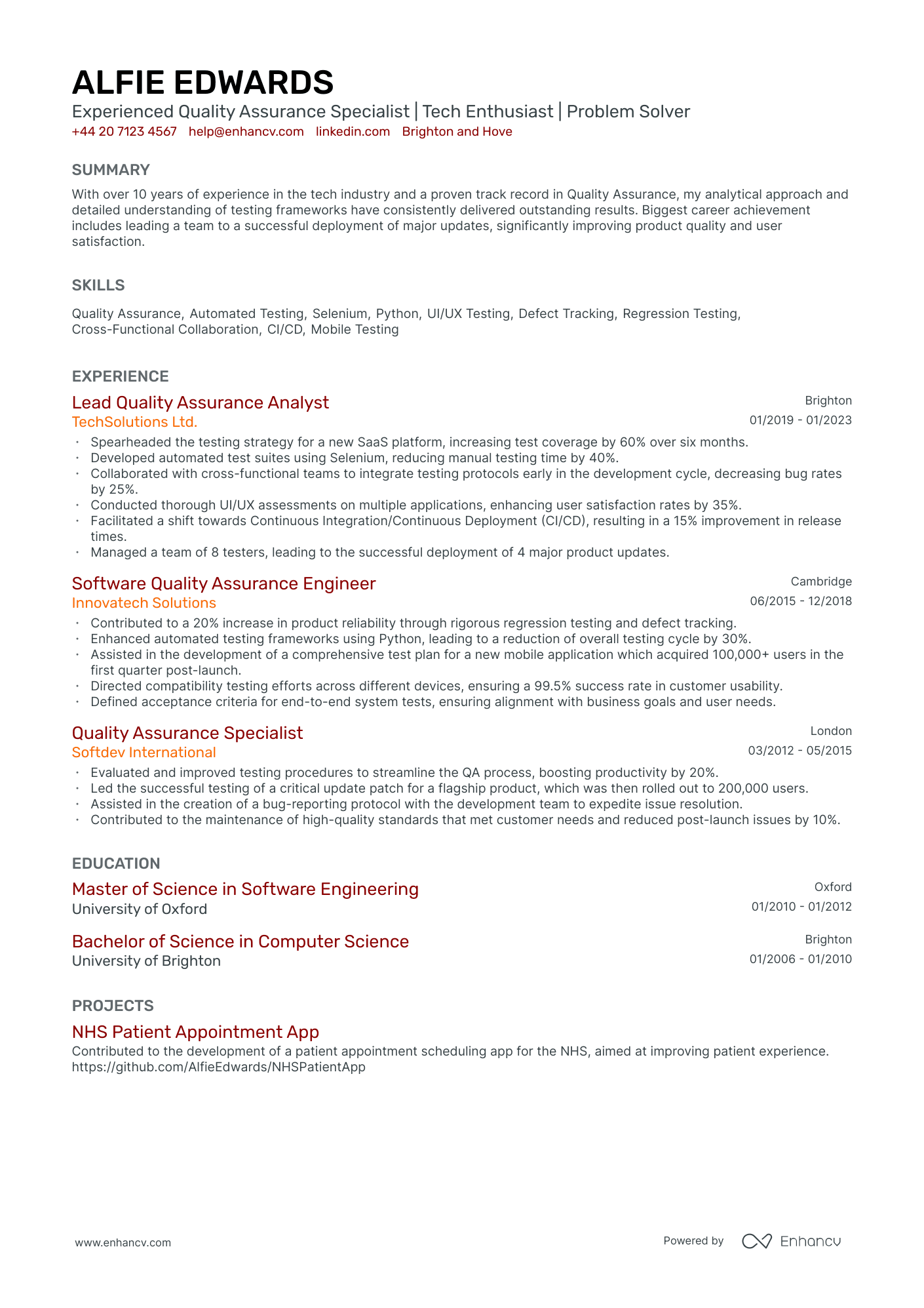 Software Tester CV Examples & Guide for 2025