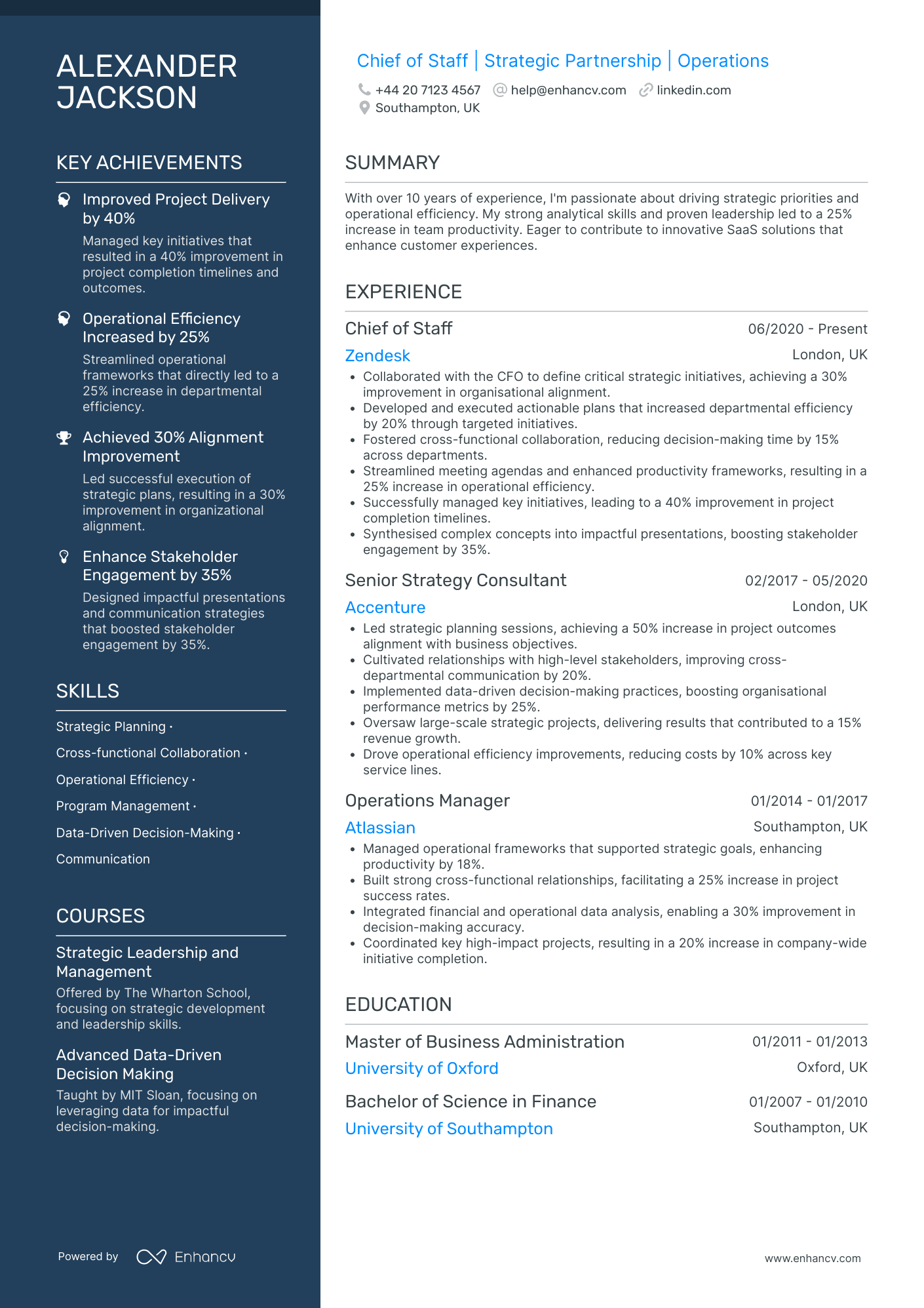 Chief of Staff CV Examples & Guide for 2026