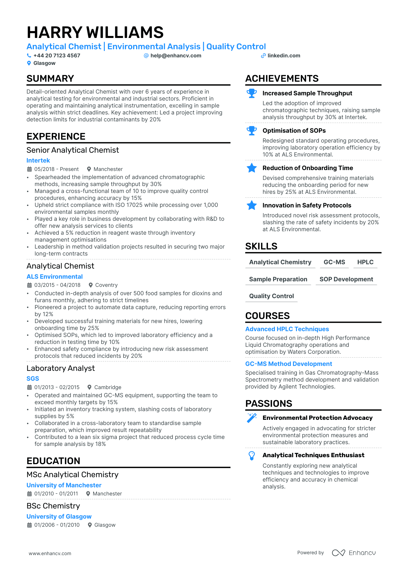 Chemist CV Examples & Guide for 2024
