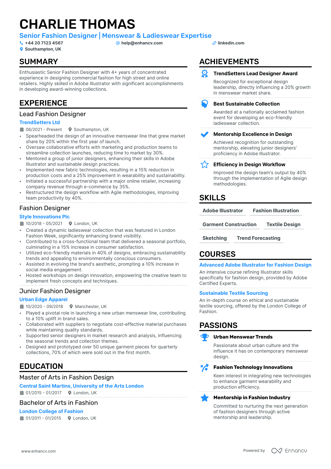 Fashion Designer CV Examples & Guide for 2024
