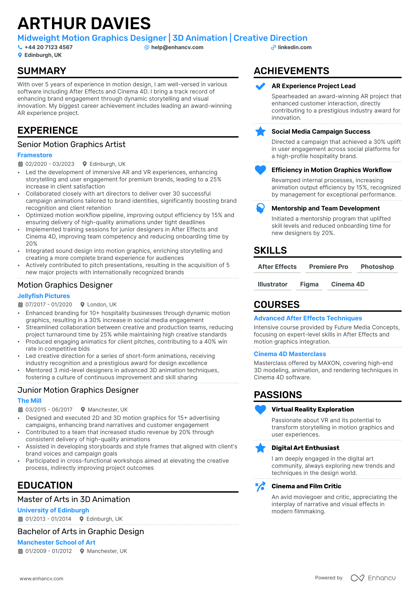 Motion Graphics CV Examples & Guide for 2024