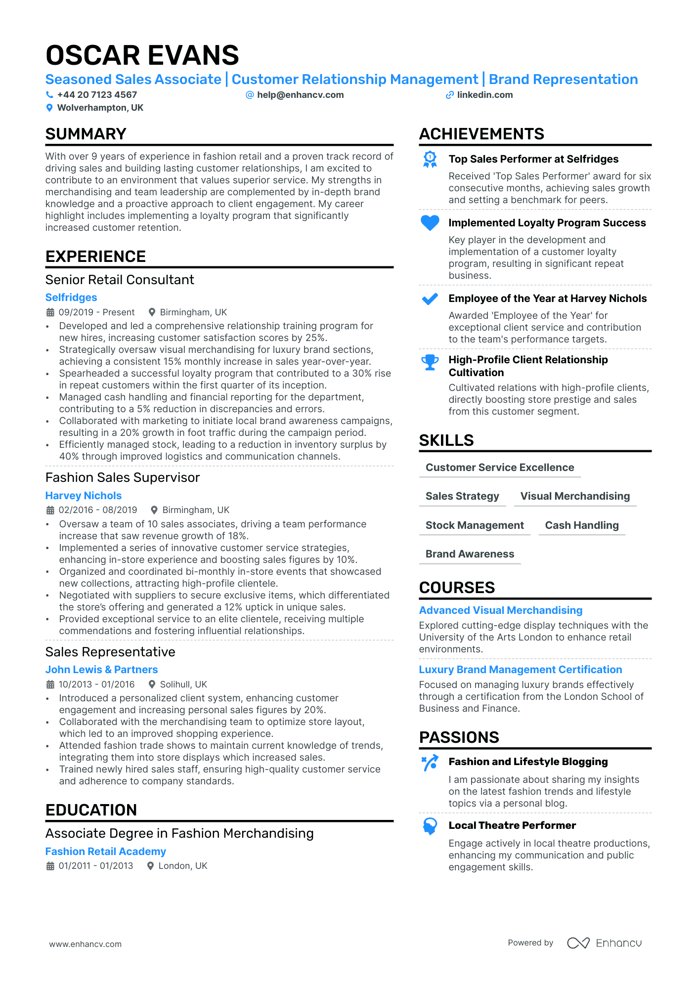 Fashion Retail CV Examples & Guide for 2024