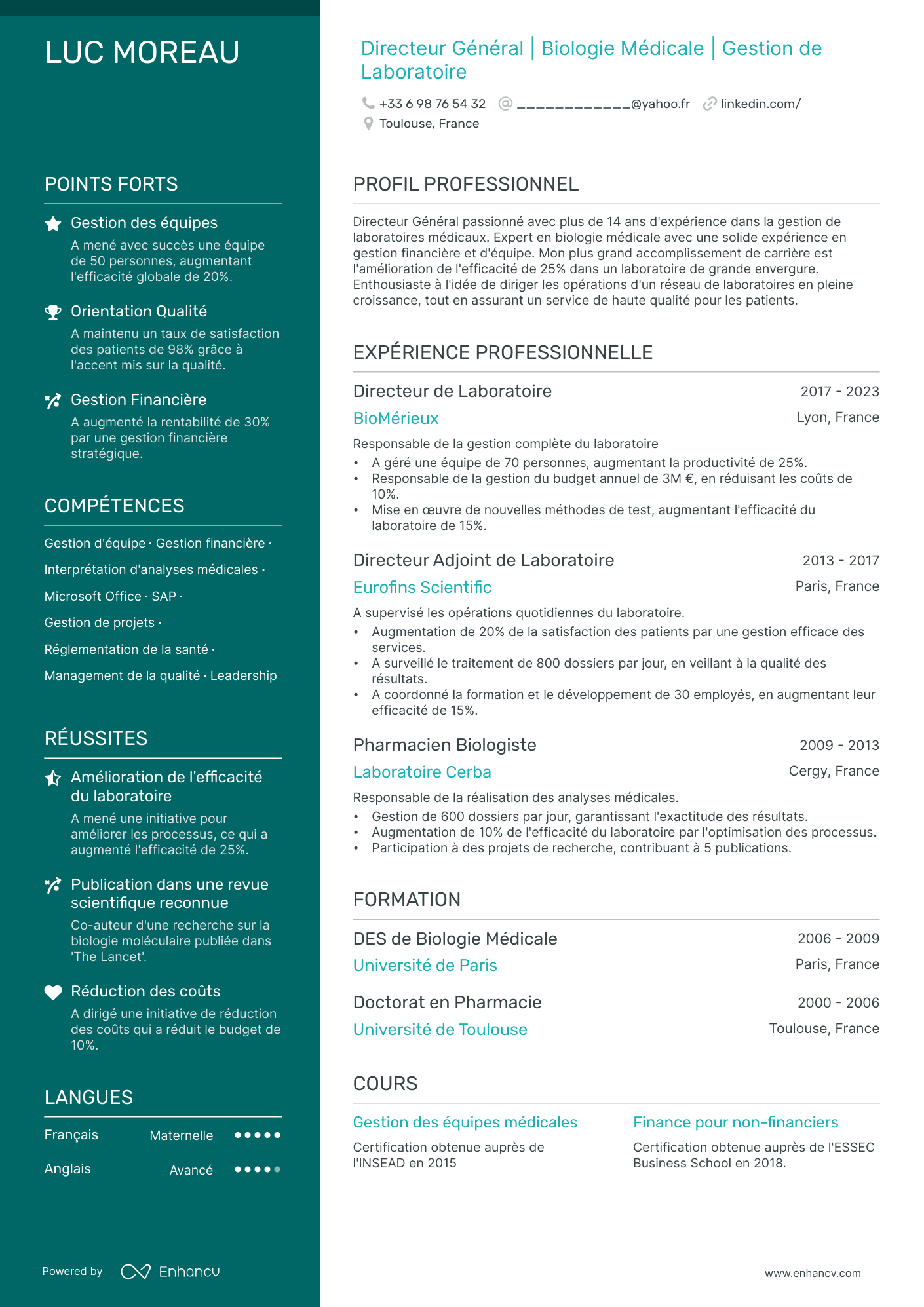 Exemples de CV pour Directeur Général pour 2024.