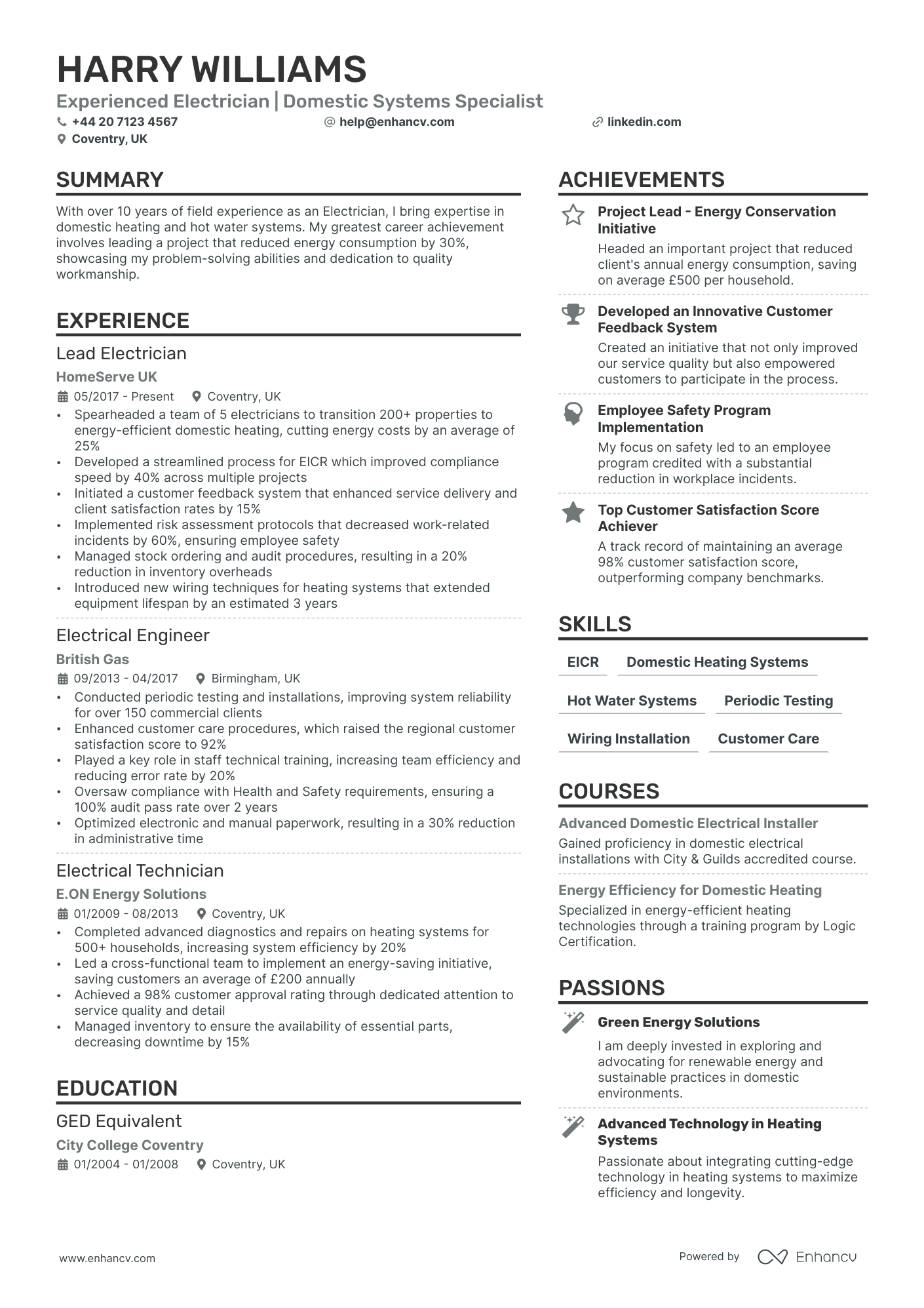 Electrician CV Examples & Guide for 2024