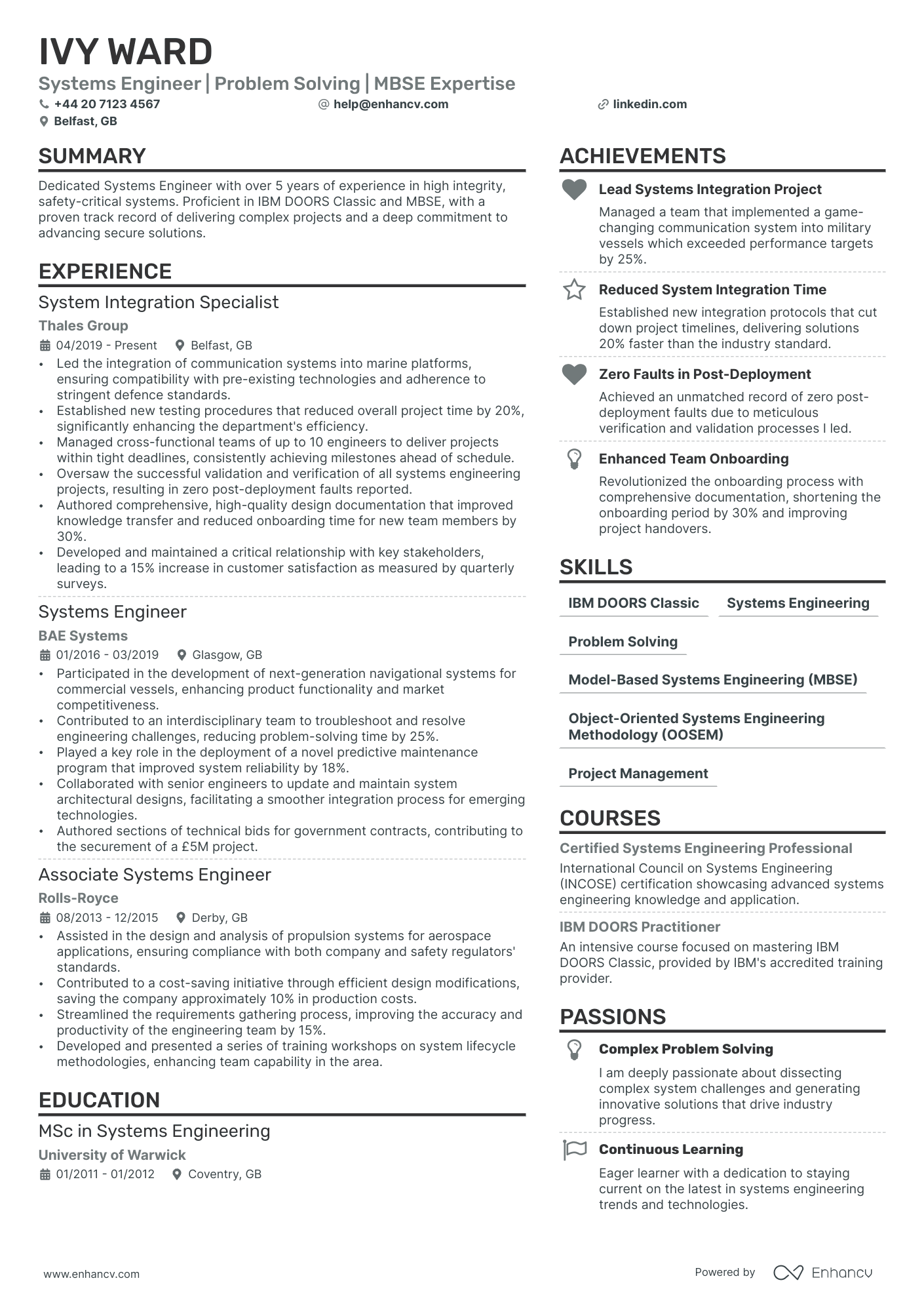 Systems Engineer CV Examples & Guide for 2024