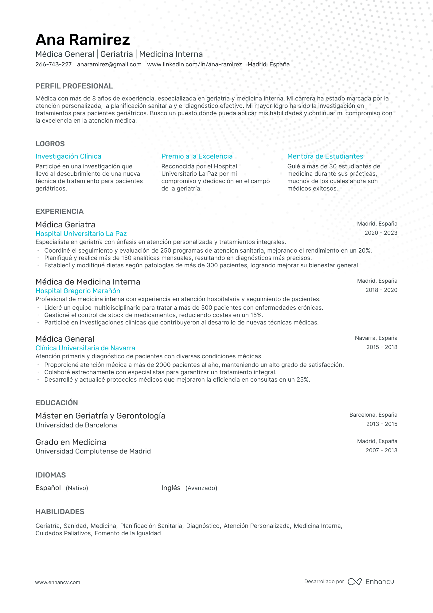 Ejemplos de Currículum para el Medico y Guía para 2024 | Enhancv