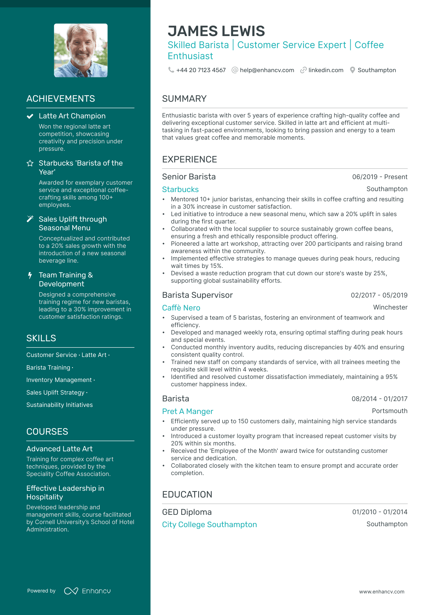 Barista CV Examples & Guide for 2025