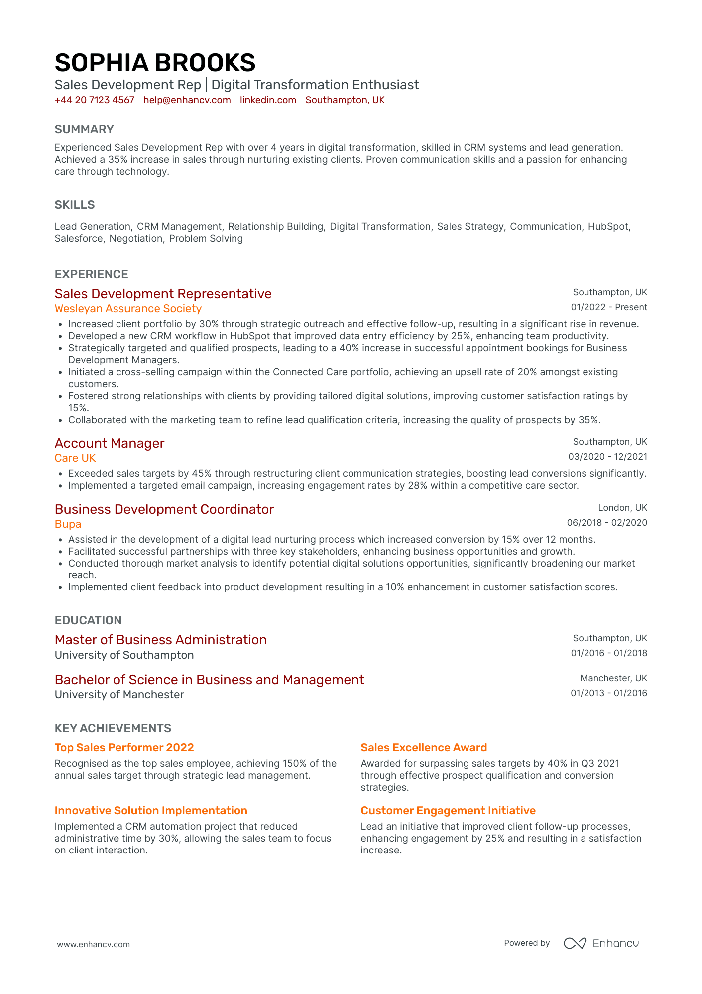 Sales Development Representative CV Examples & Guide for 2026