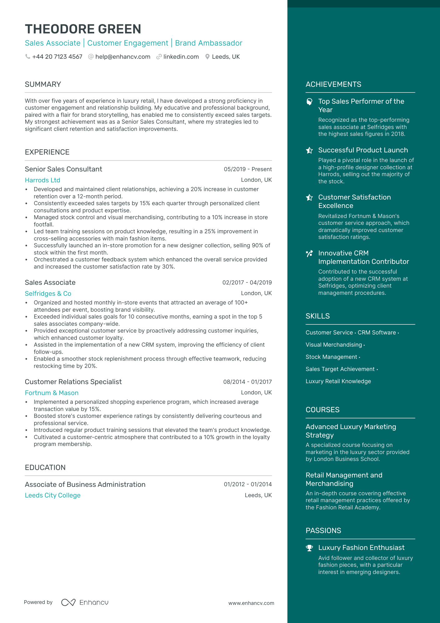 Luxury Retail CV Examples & Guide for 2025