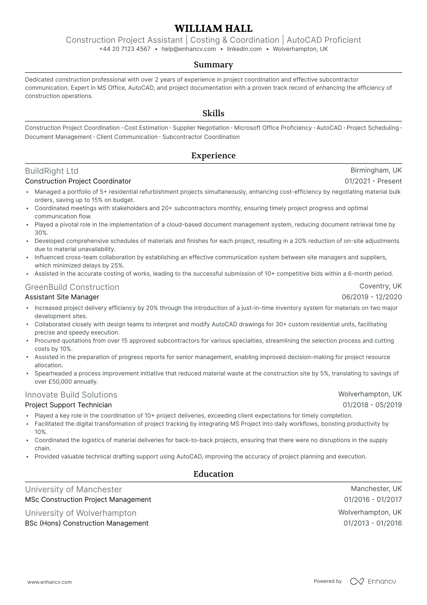 Construction CV Examples & Guide for 2025