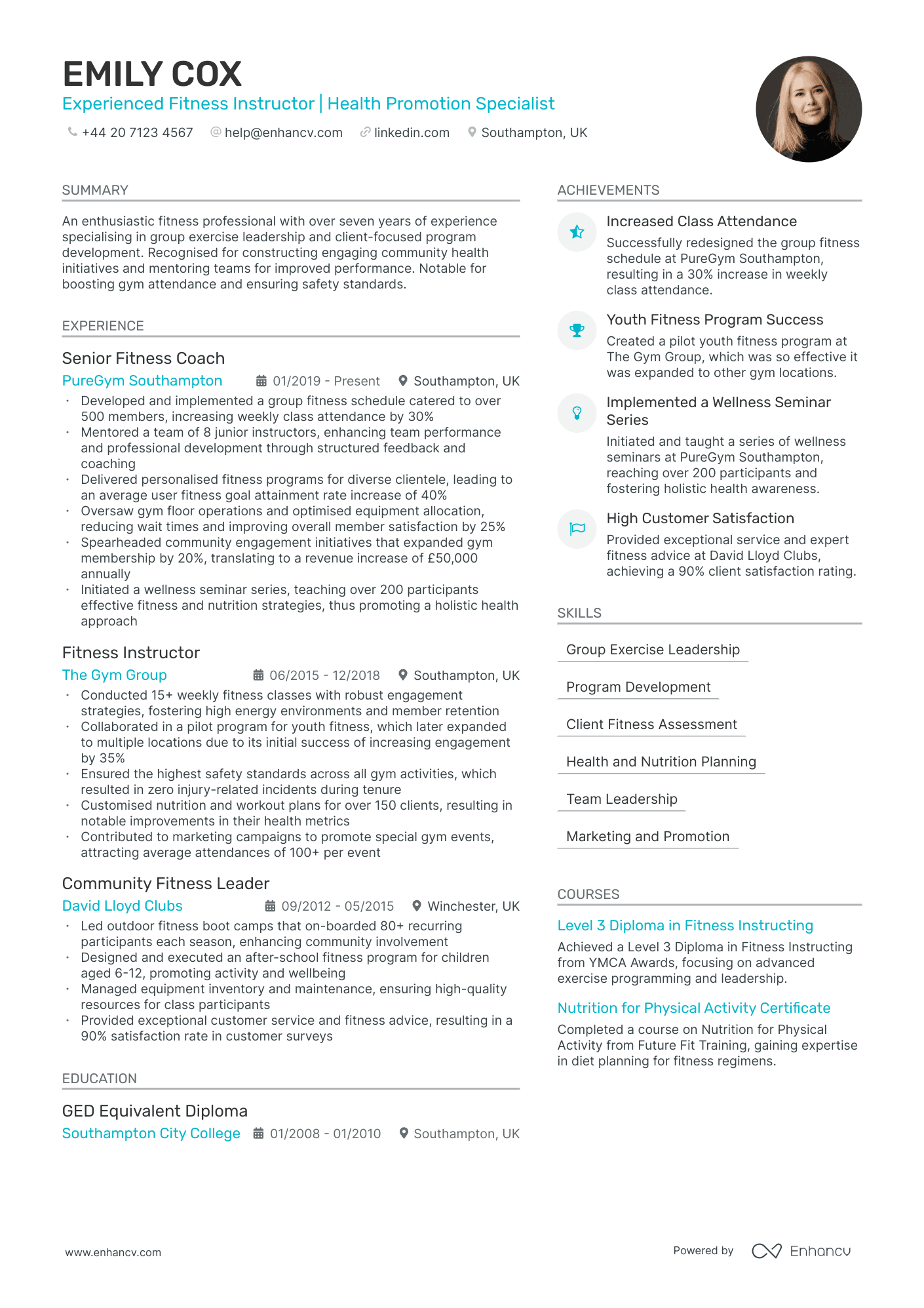 Gym CV Examples & Guide for 2025