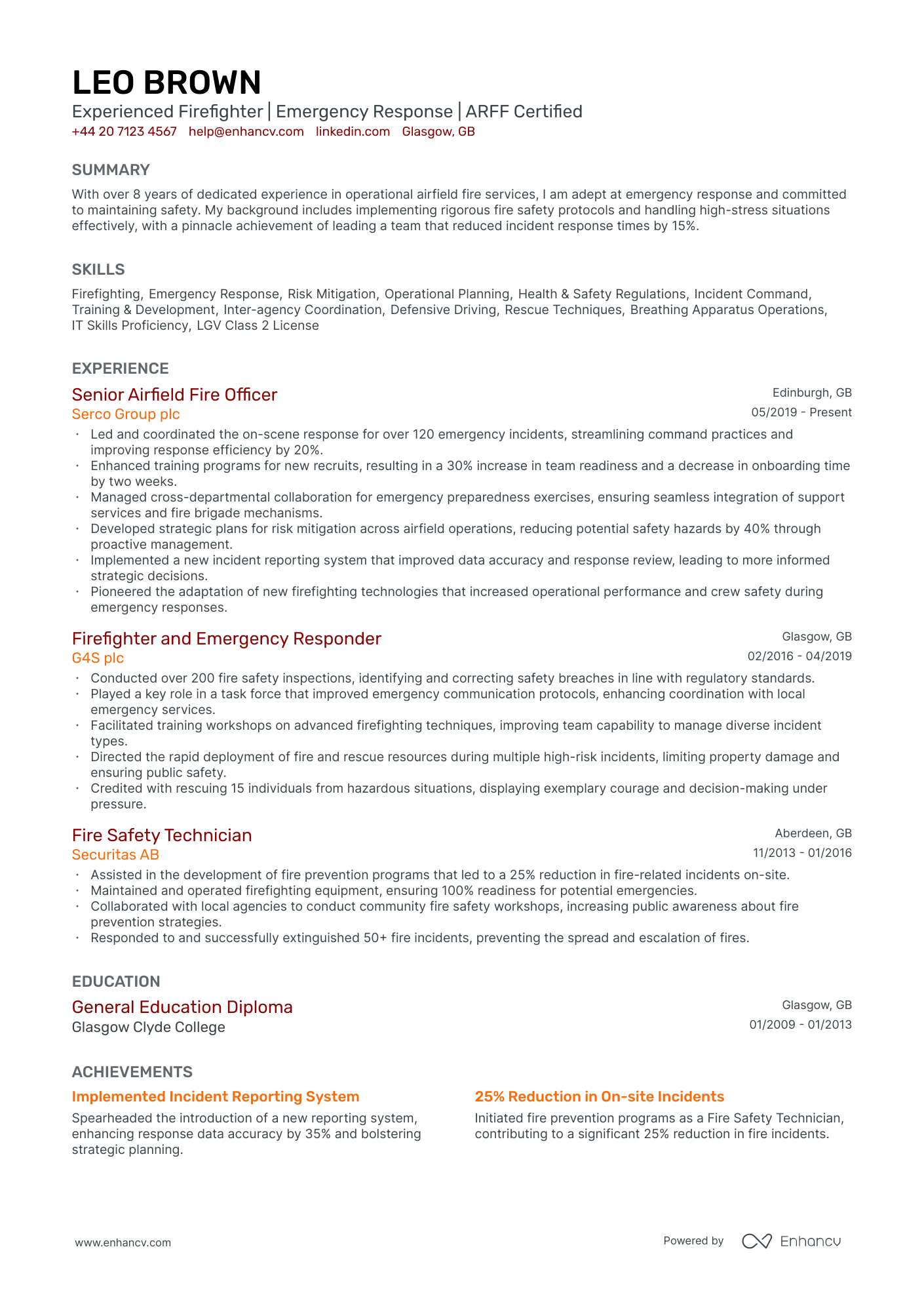 Firefighter CV Examples & Guide for 2025