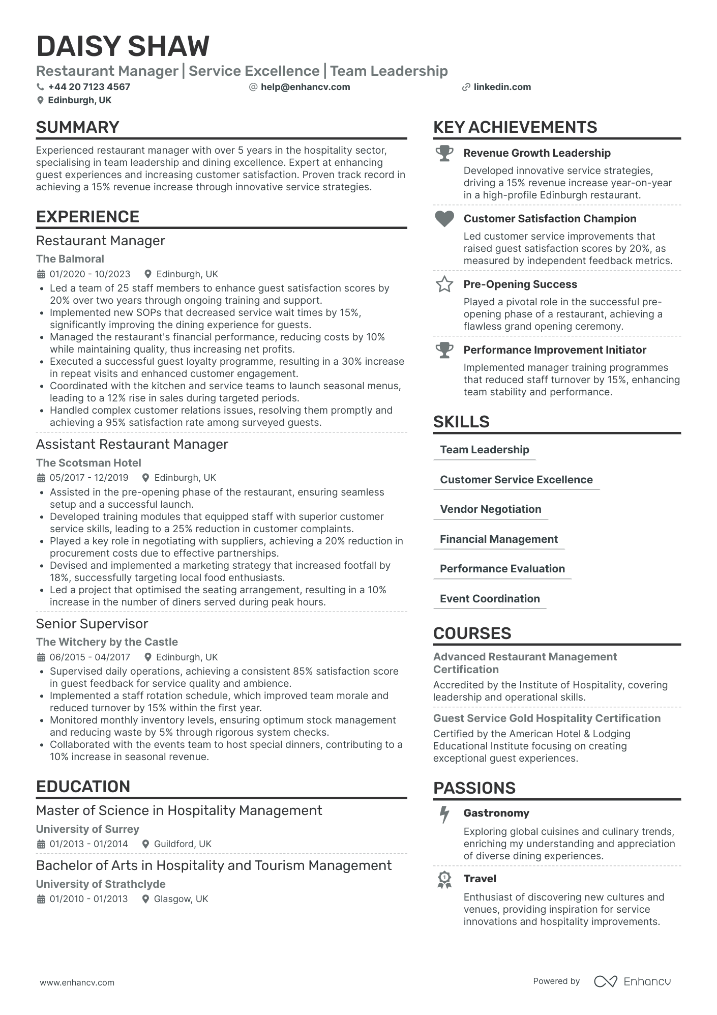 Restaurant Manager CV Examples & Guide for 2026