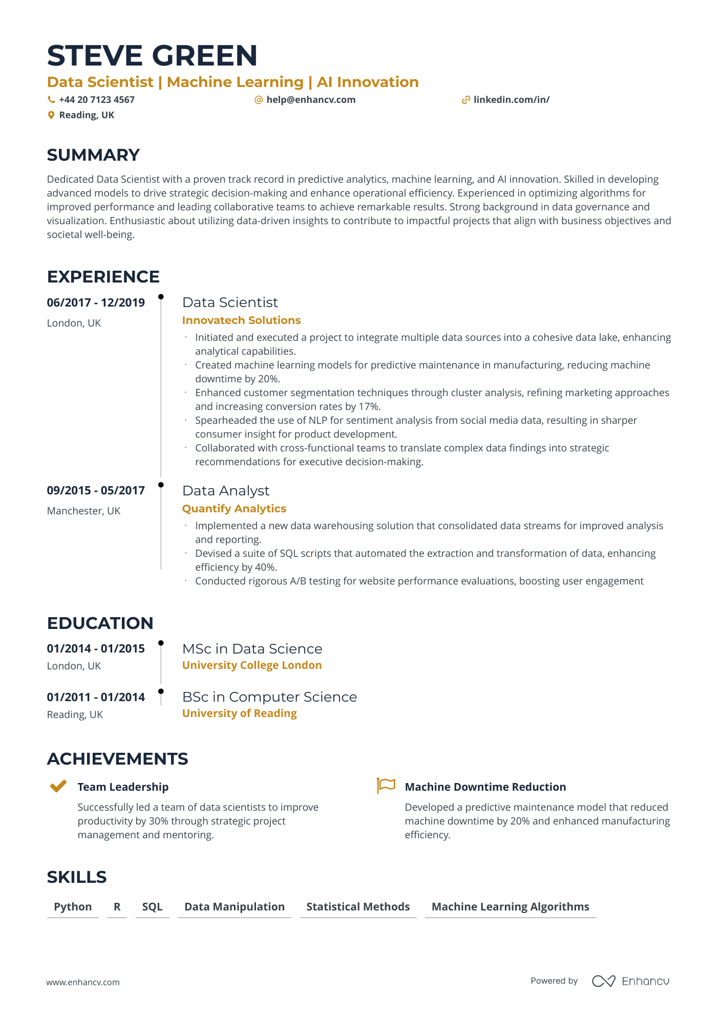 AI CV Builder for the UK | Best GPT AI CV Maker | Enhancv