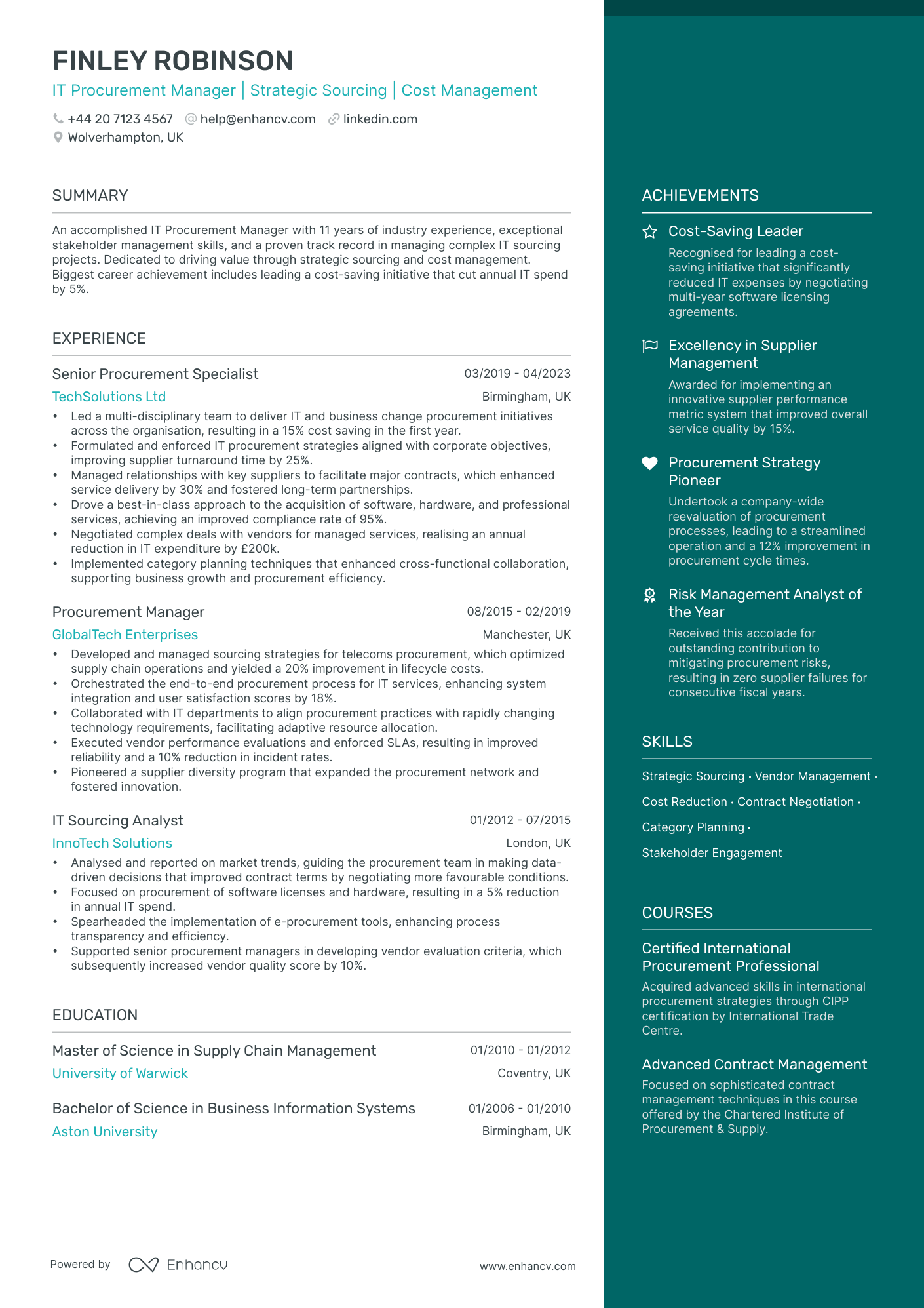 Procurement Manager CV Examples & Guide for 2025