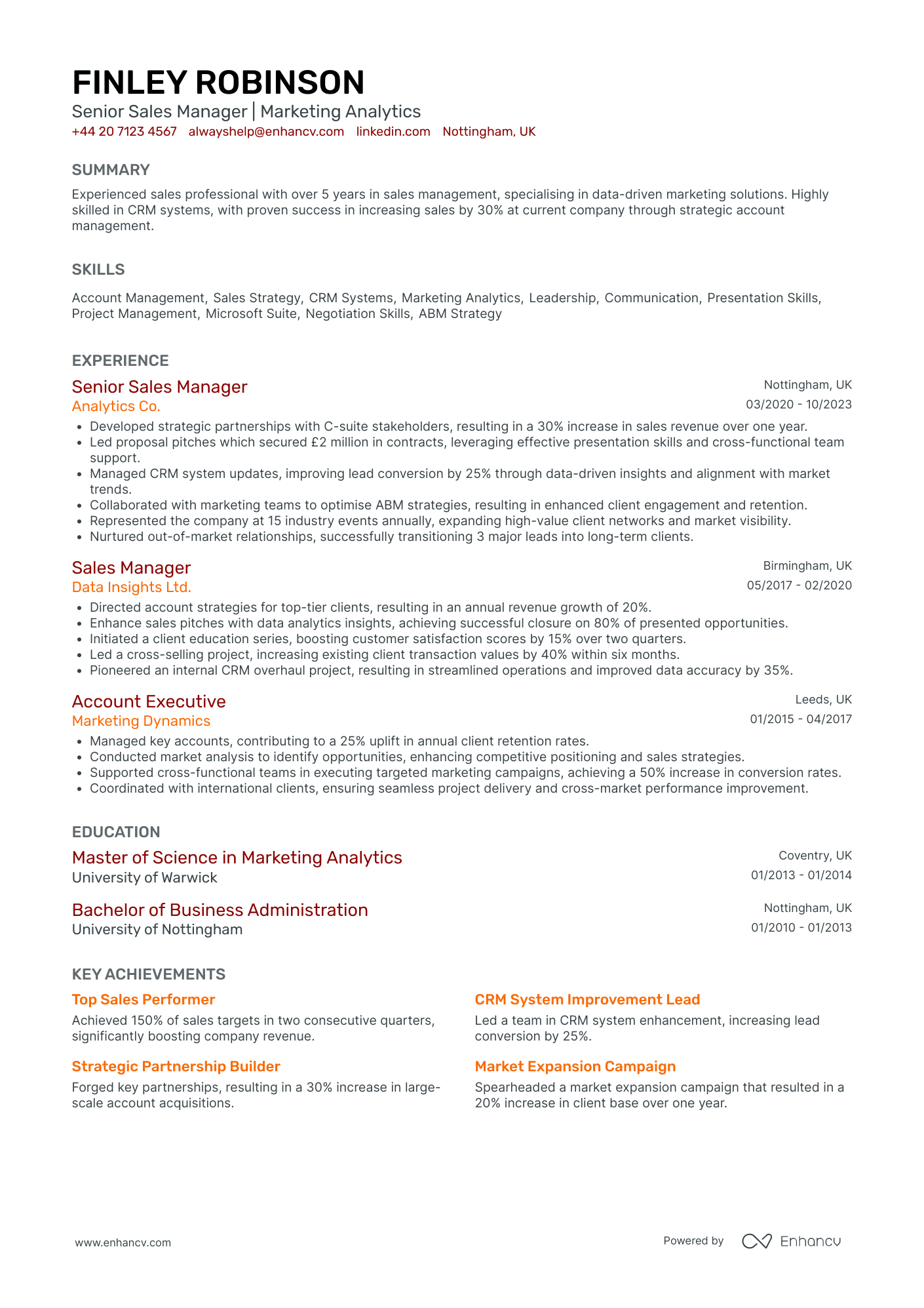 Sales Manager CV Examples & Guide for 2026