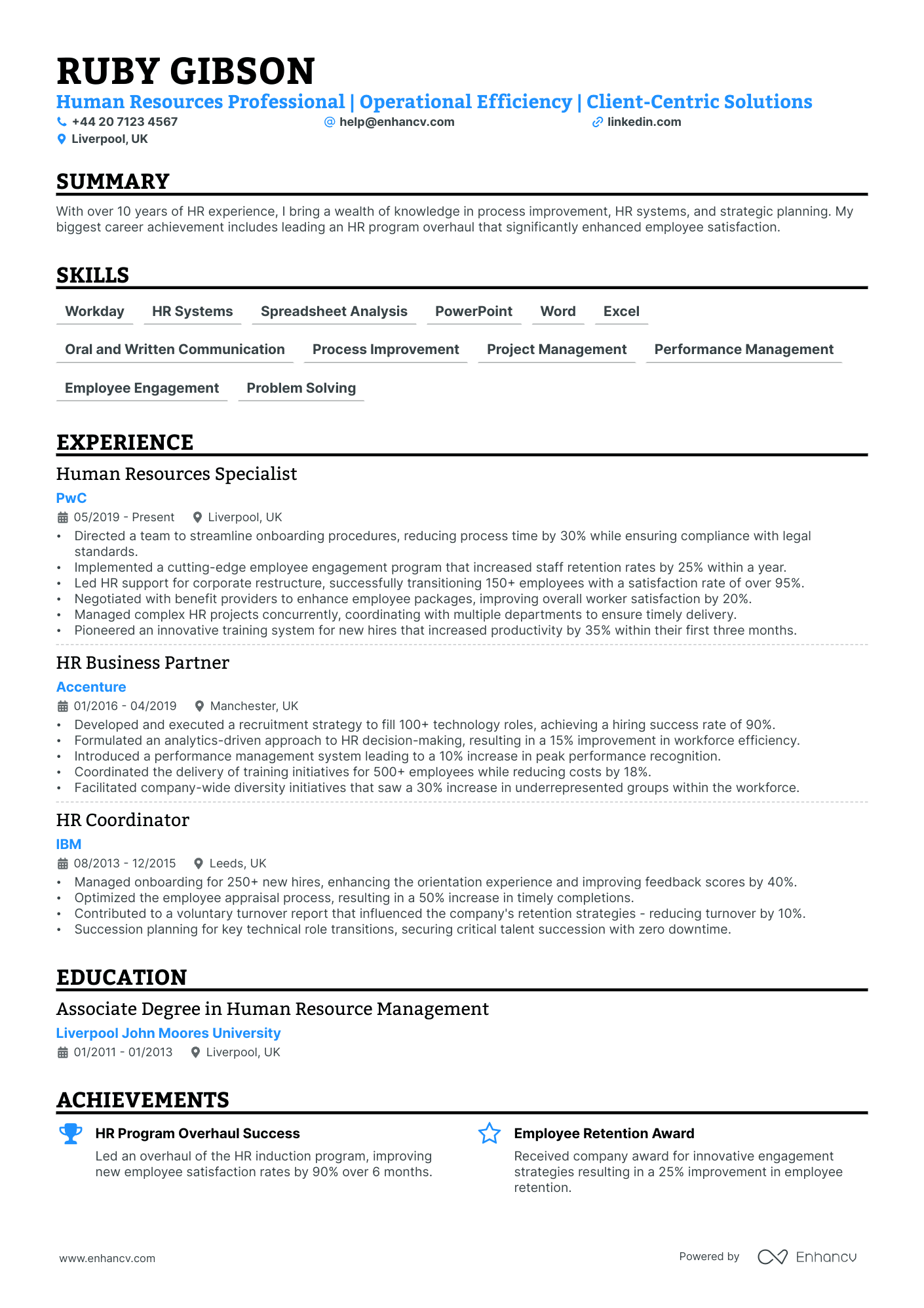 Human Resources CV Examples & Guide for 2025