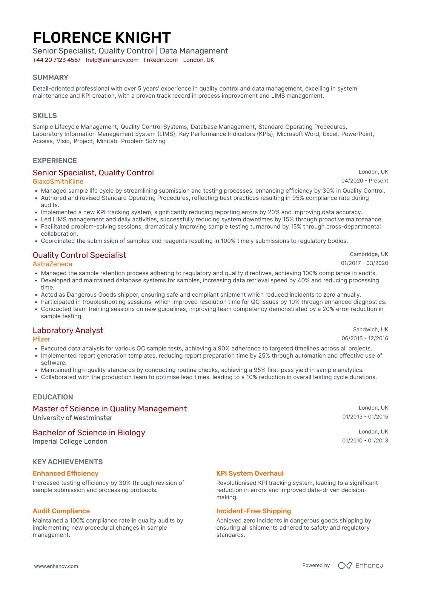 Quality Control CV Examples & Guide for 2026