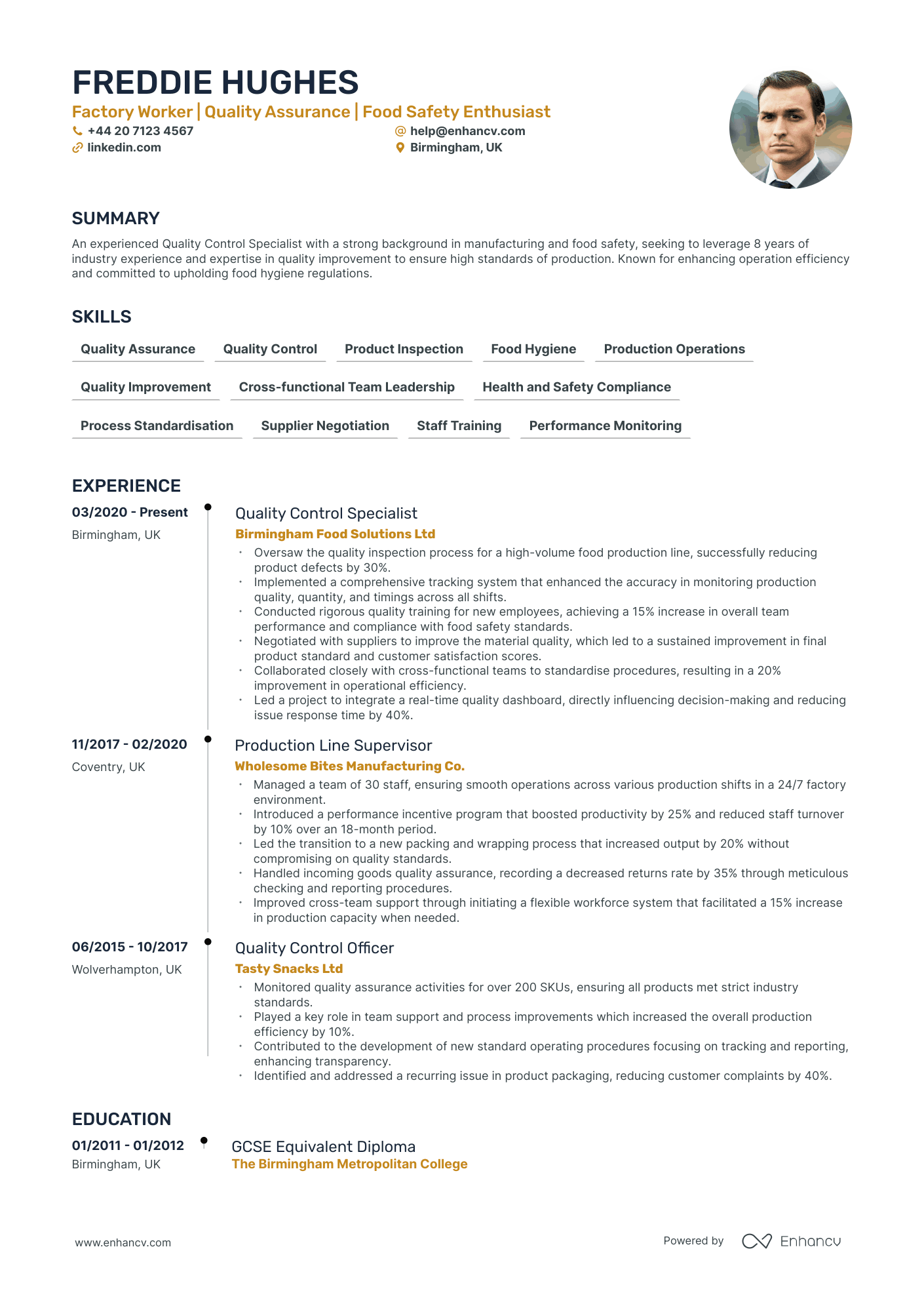 Factory Worker CV Examples & Guide for 2025