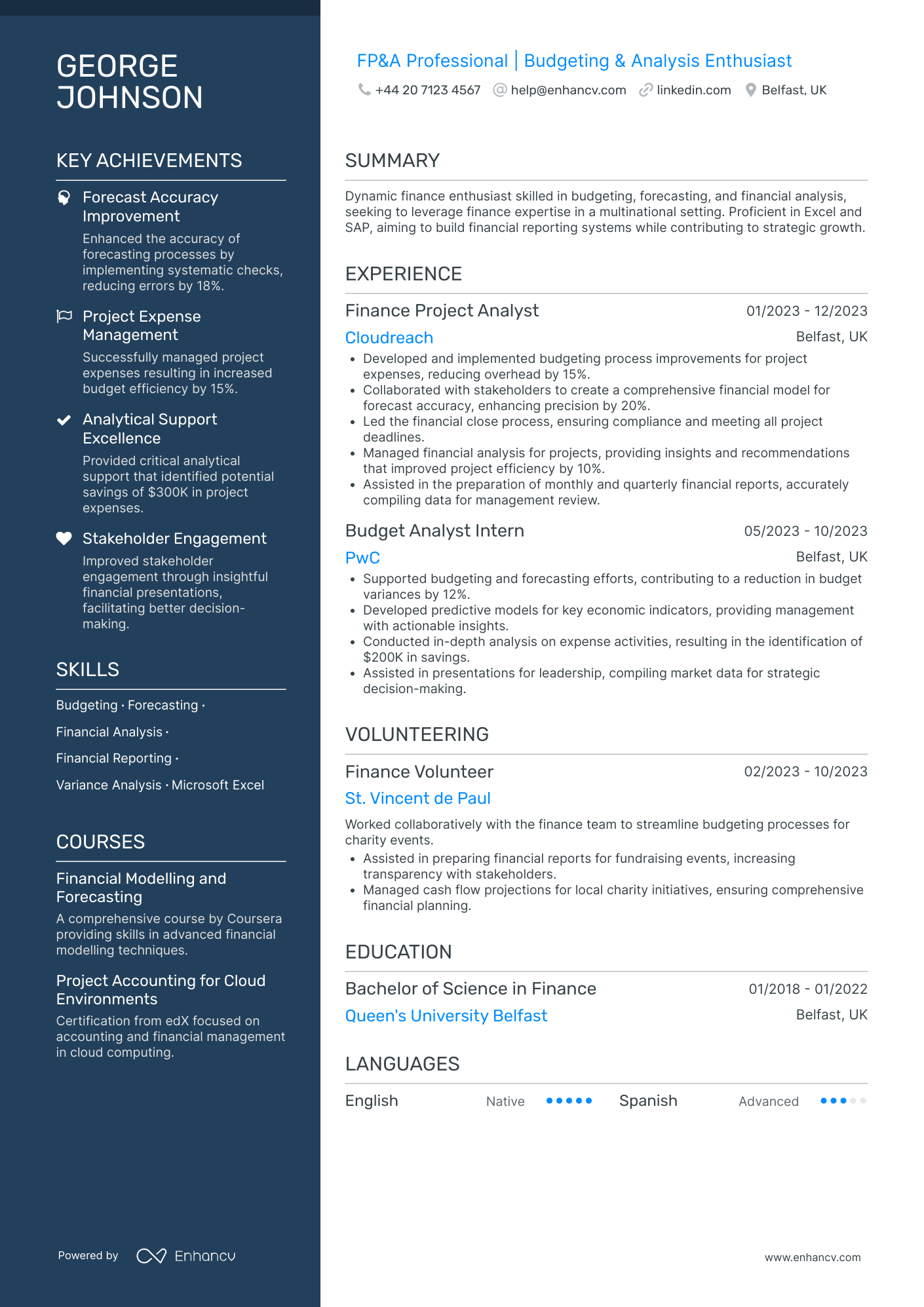 Finance Intern CV Examples & Guide for 2026