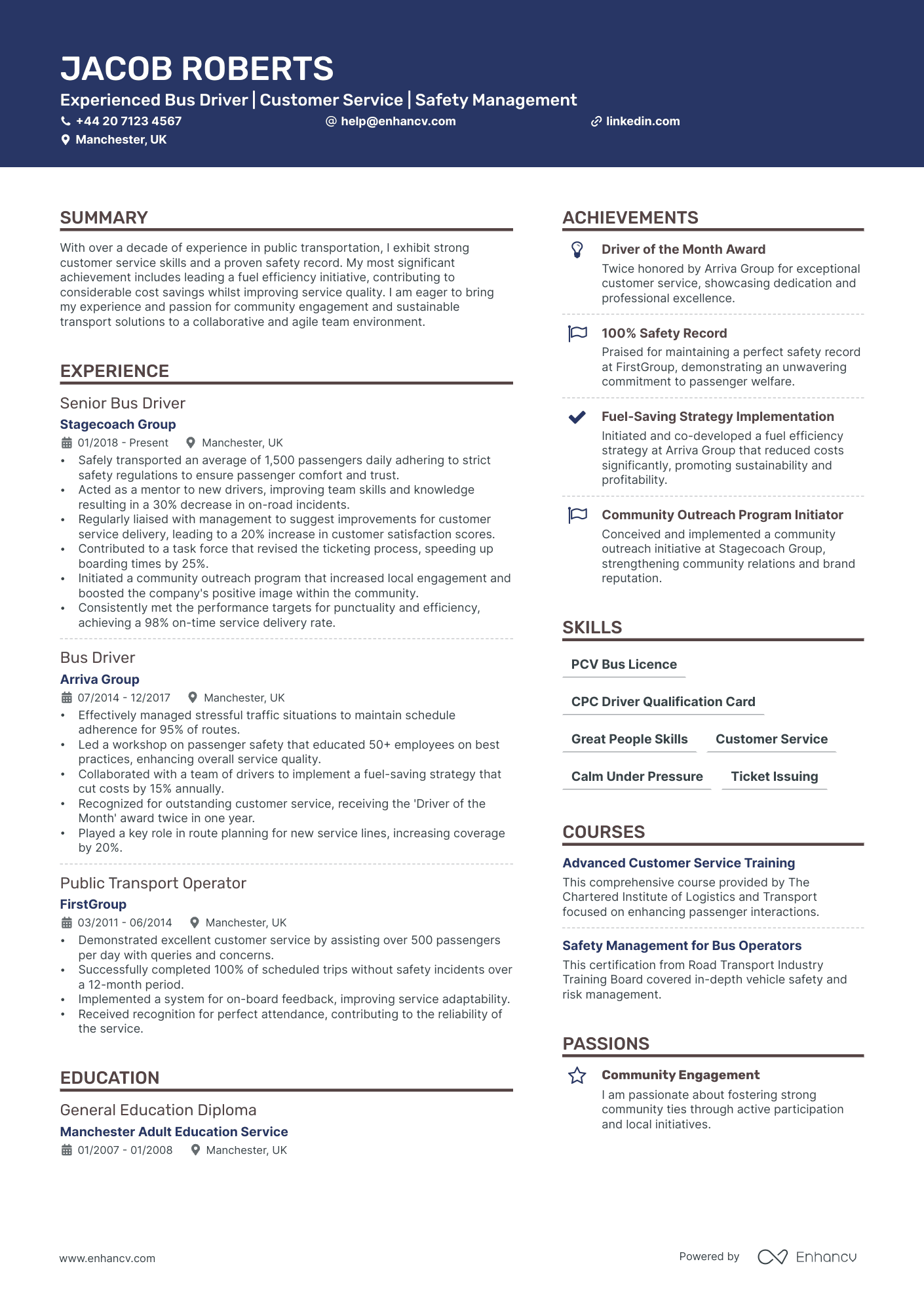 Bus Driver CV Examples & Guide for 2025