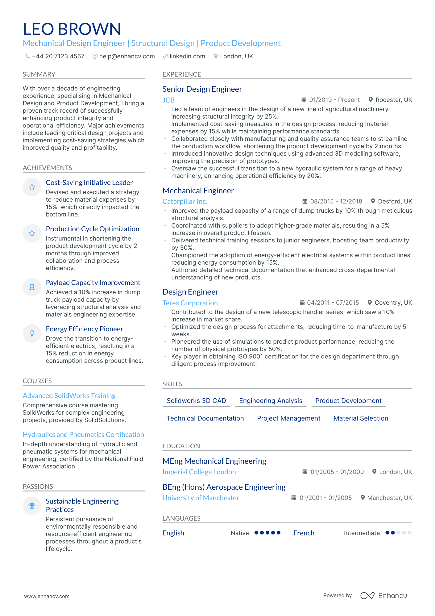 Mechanical Design Engineer CV Examples & Guide for 2025