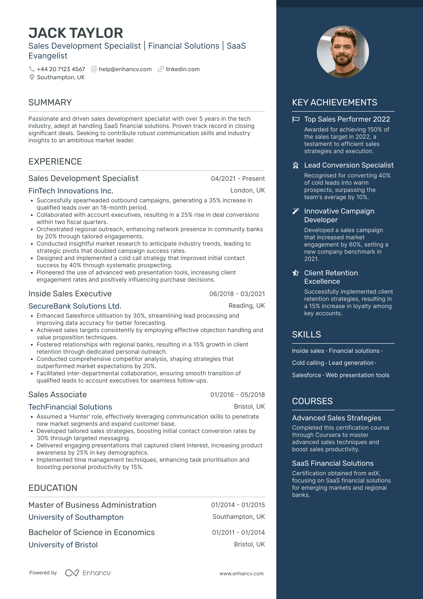 Sales Development Representative CV Examples & Guide for 2026