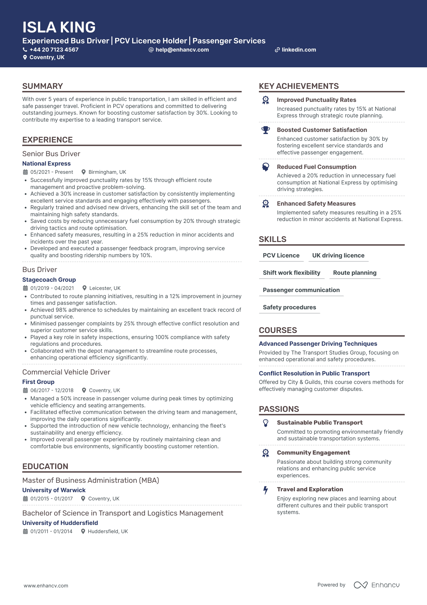 Bus Driver CV Examples & Guide for 2026