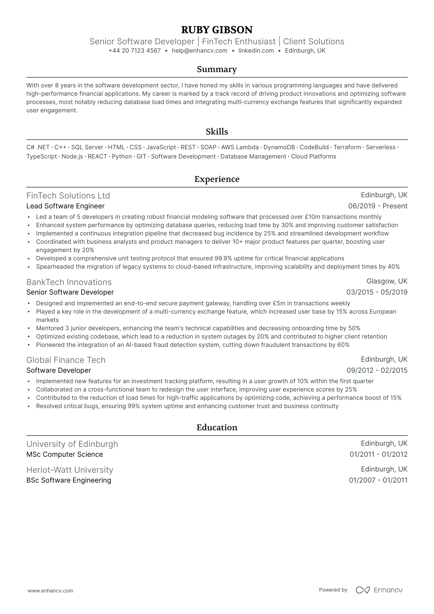 Software Developer CV Examples & Guide for 2025