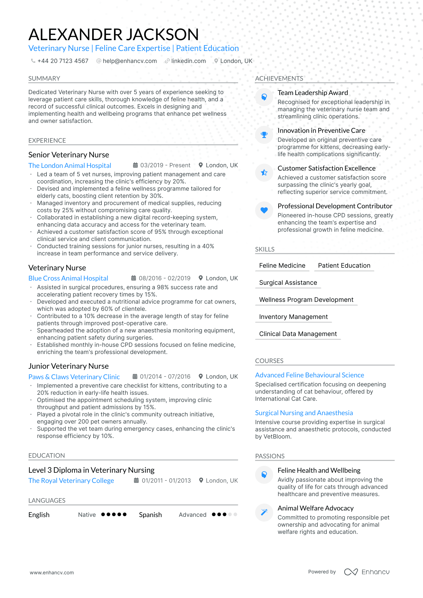Veterinary Nurse CV Examples & Guide for 2025