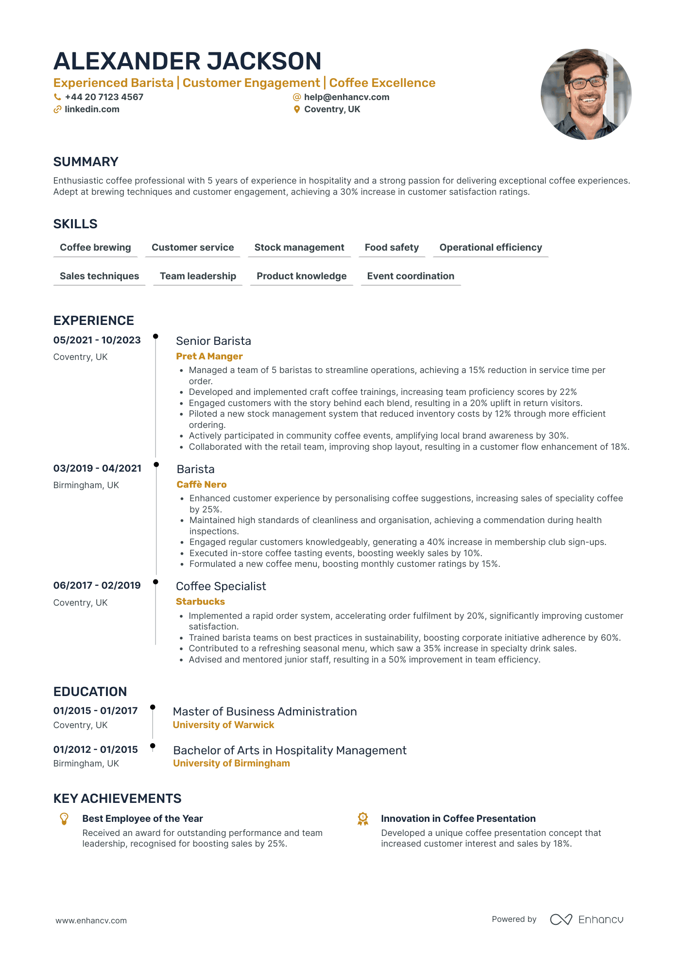 Barista CV Examples & Guide for 2026