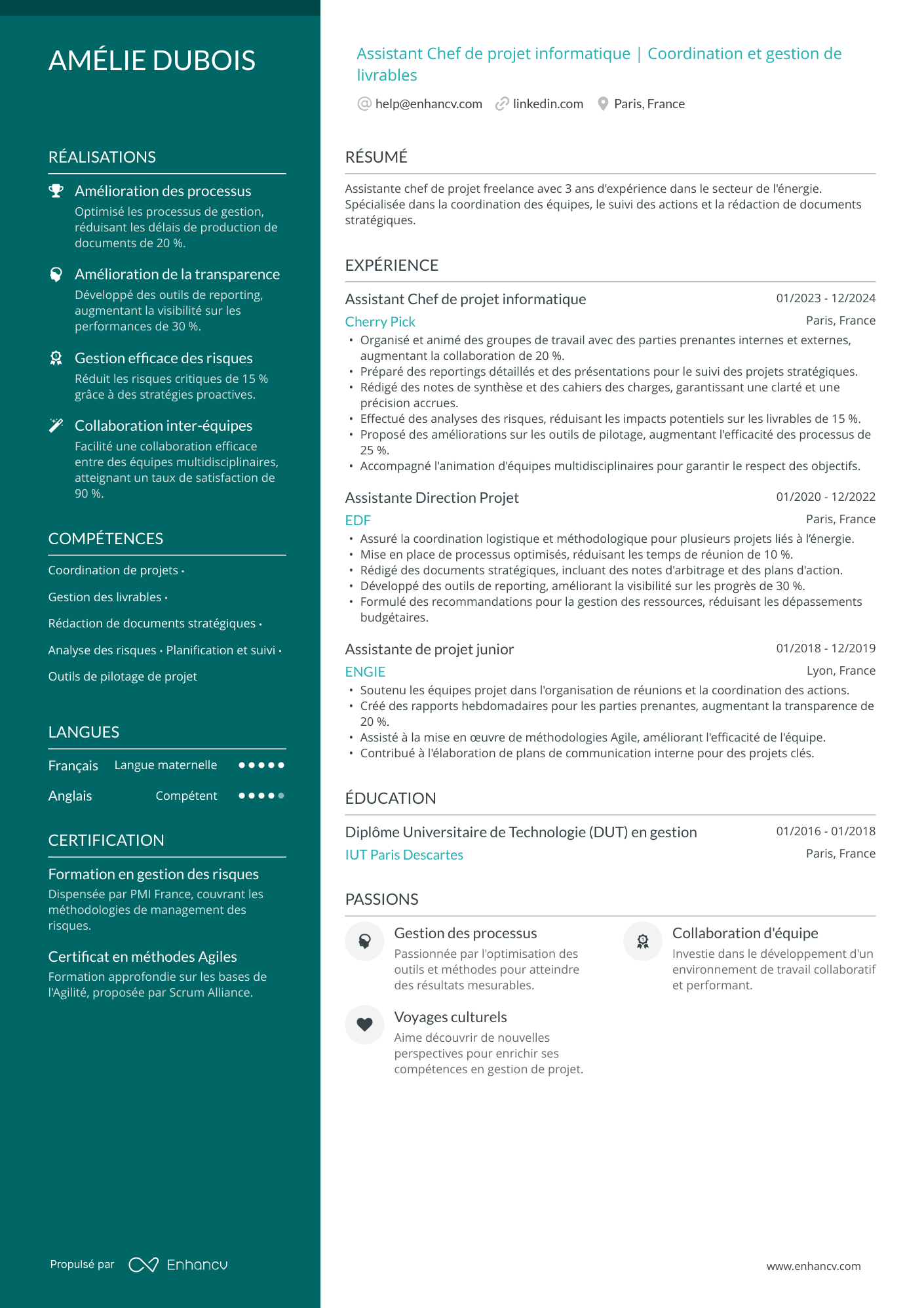 CV Chef de Projet : +17 Exemples et Conseils de Pro