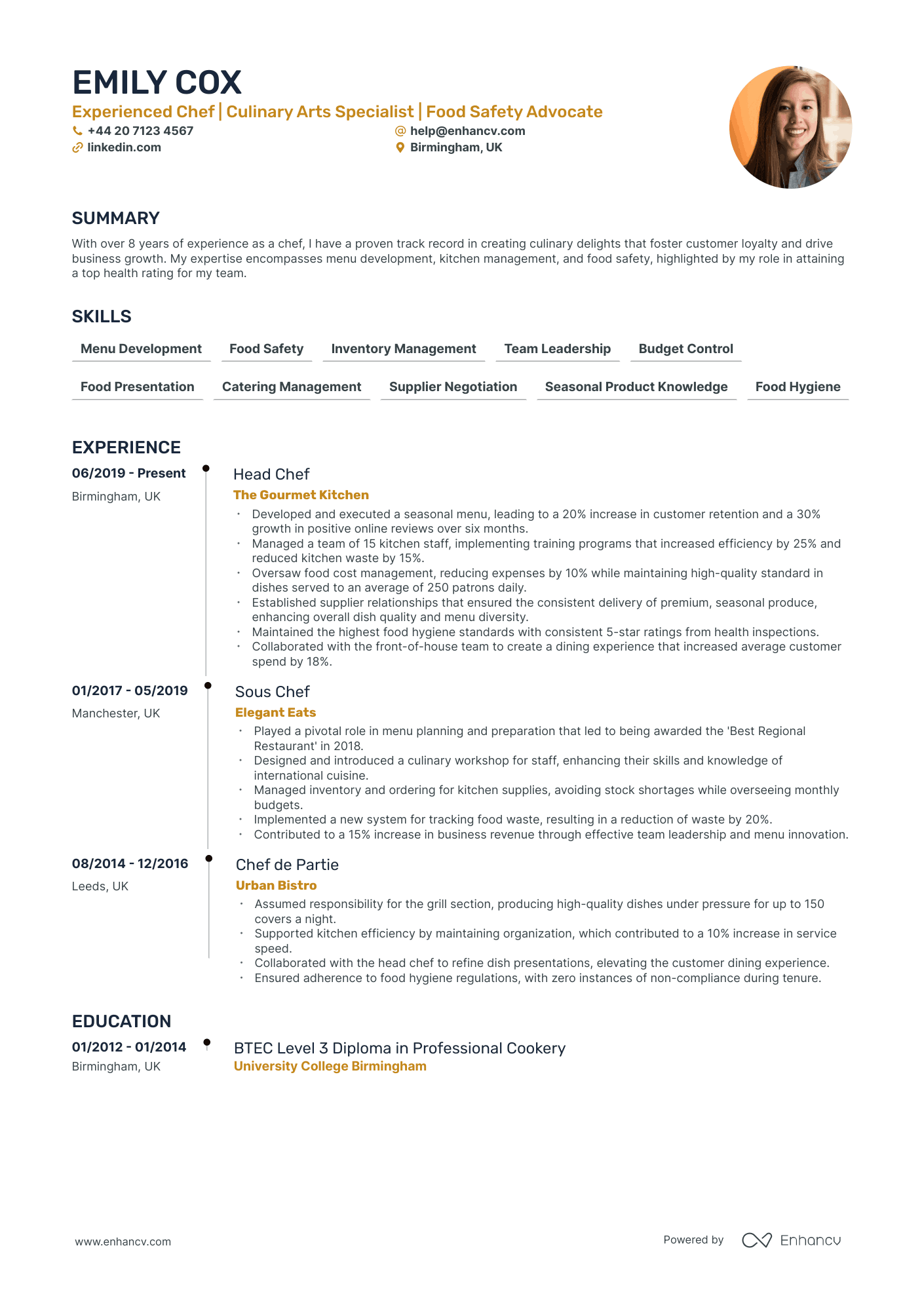 Cook CV Examples & Guide for 2025